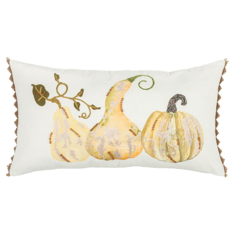 Rizzy Home Gourds 14" x 26" Poly Pillow with Cotton Duck Cover-Multi ...