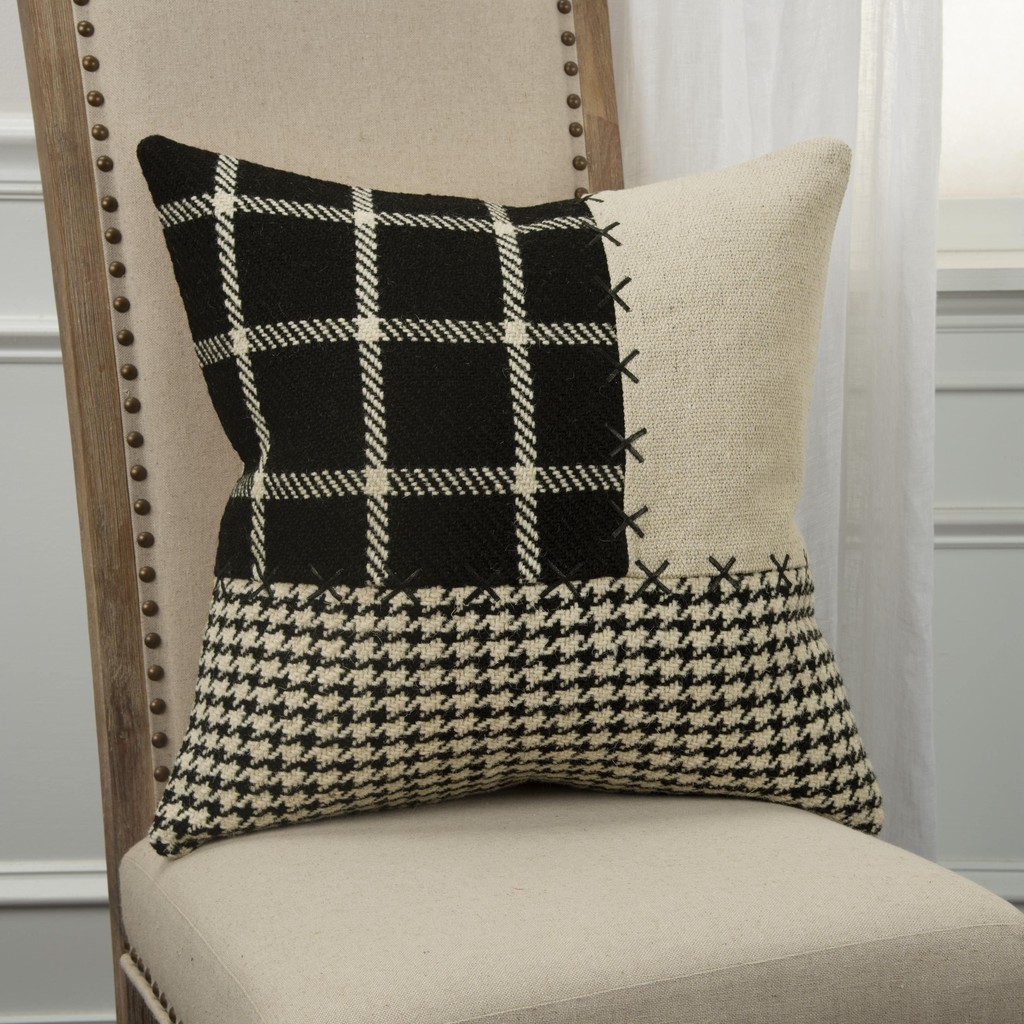 Rizzy Home Ivory/black Color Block Decorative Poly Fill Pillow ...