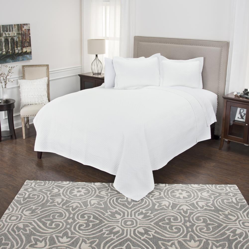 Rizzy Home Traditional Solid Quilt With White Finish QLTBQ4521WH009092 ...
