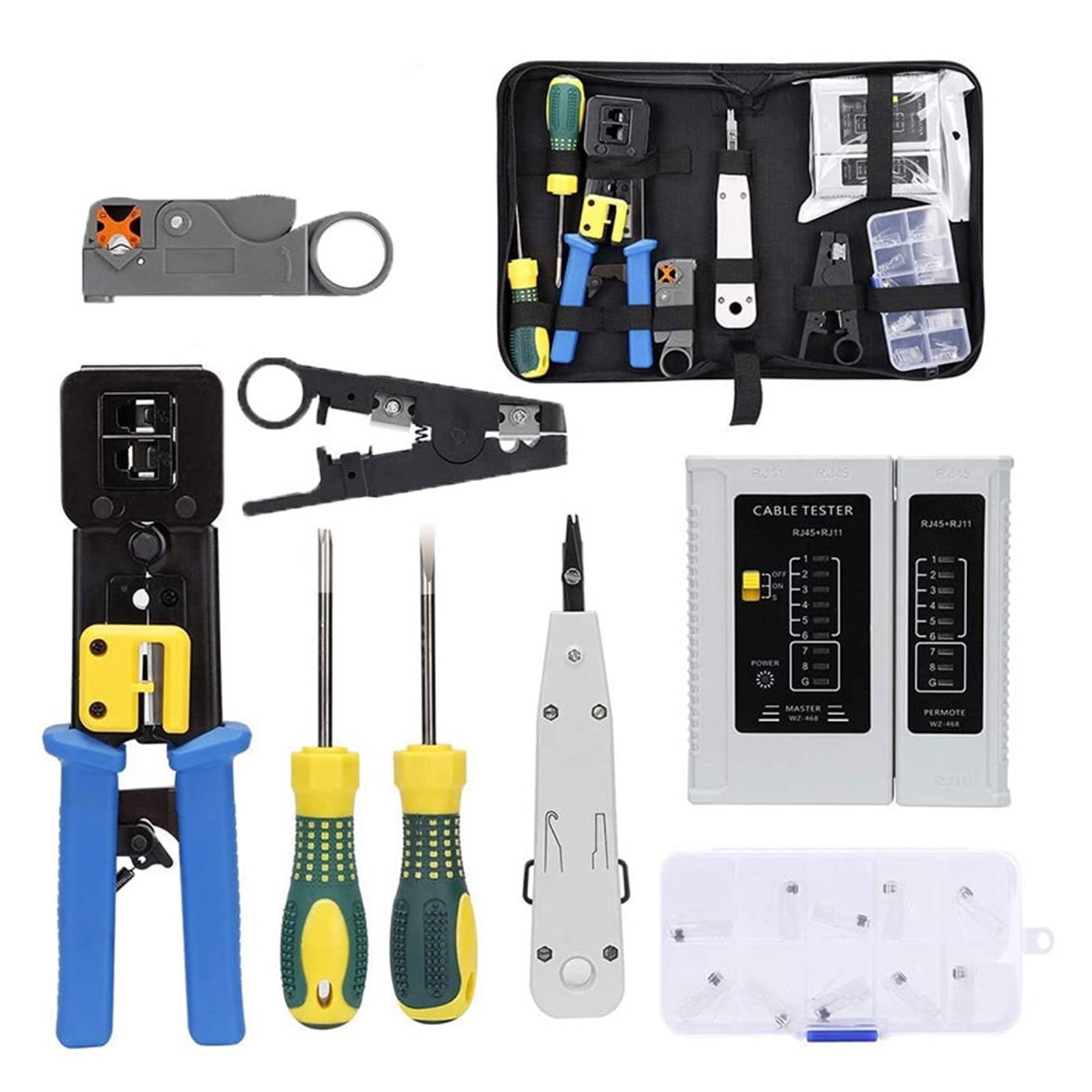 Rj45 Crimping Tool Kit for CAT5/CAT6, Professional Computer ...