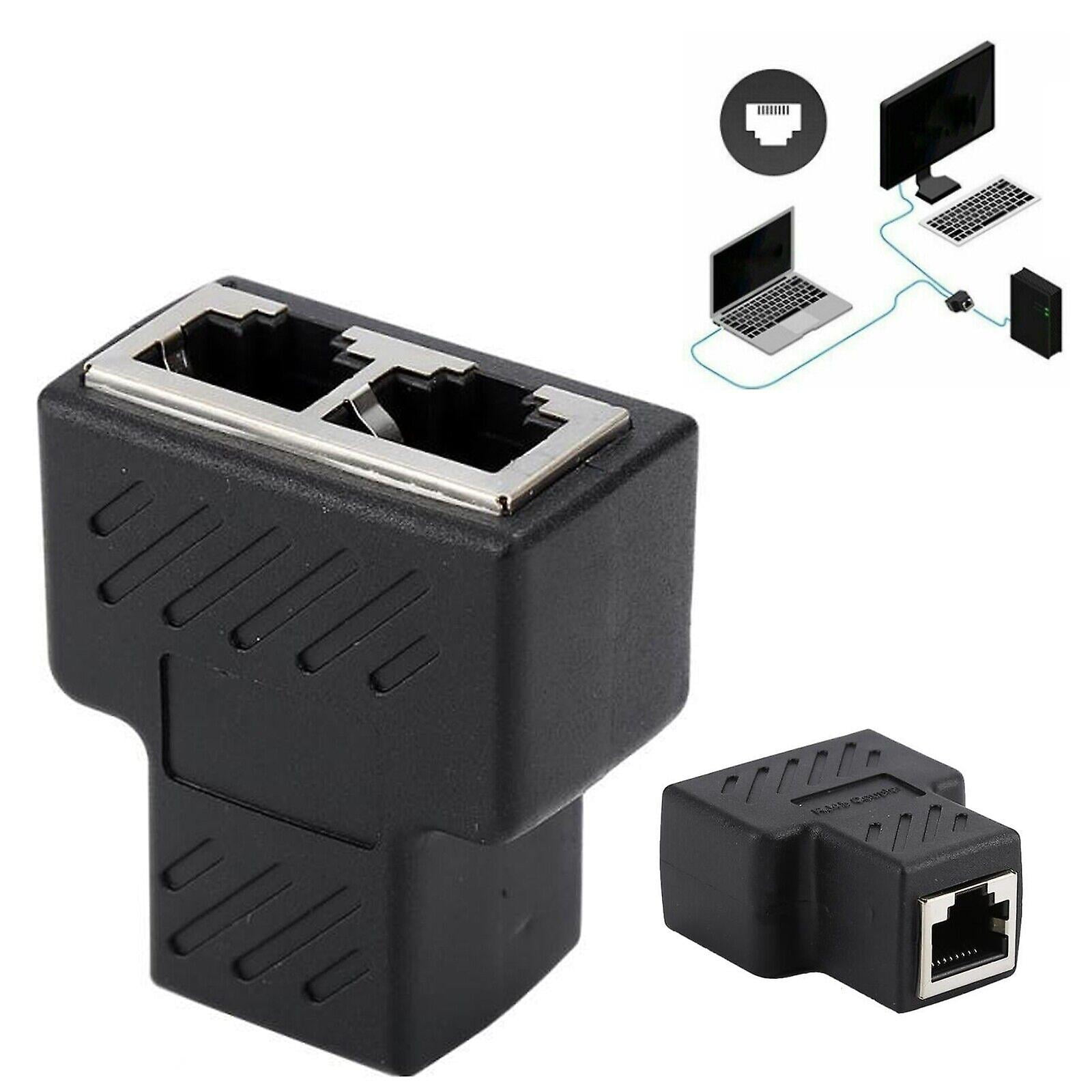 Rj45 Splitter Adapter 1 To 2 Way Dual Female Port Cat5/6/7 Lan Ethernet ...