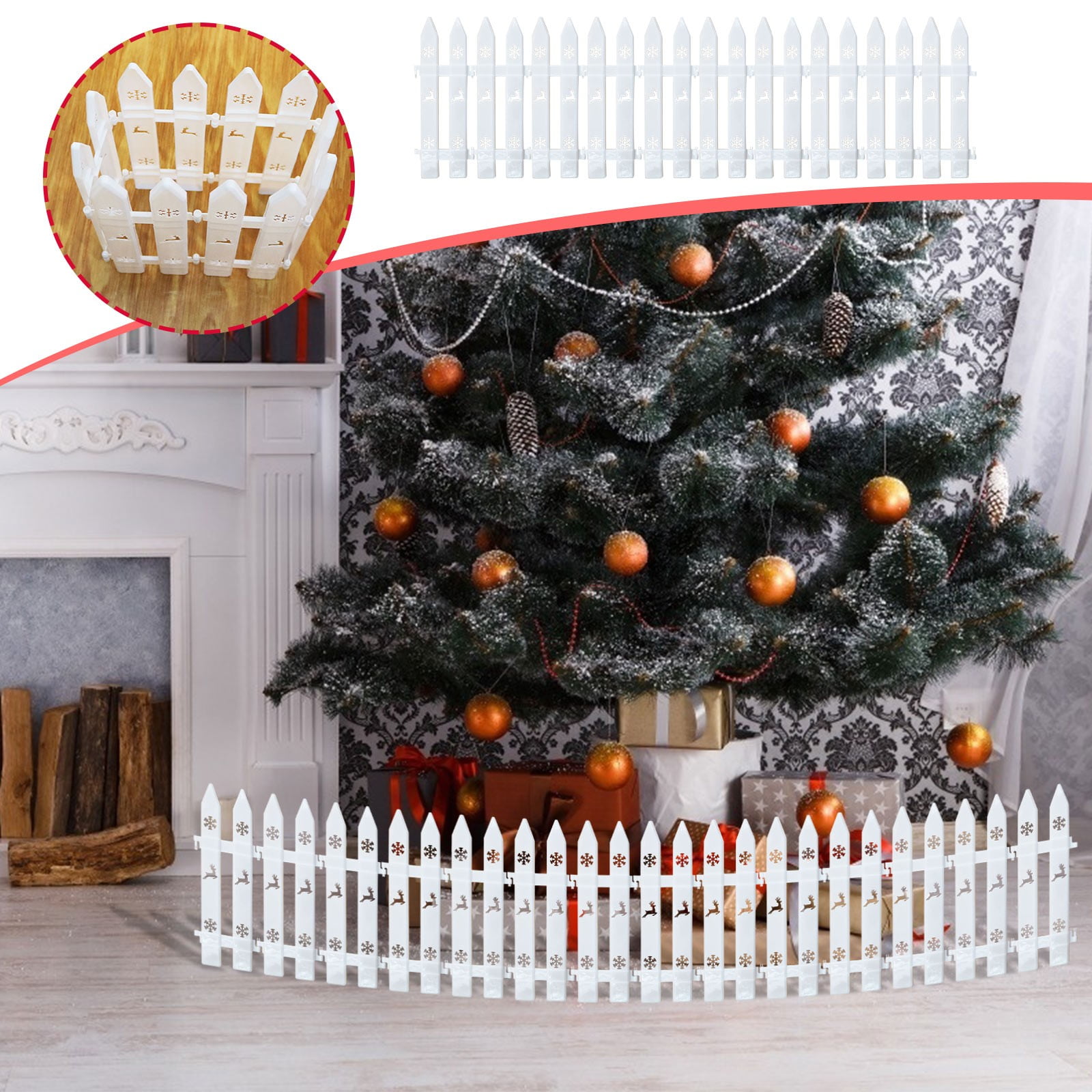 Rkxzt 10 Pcs Christmas Tree Fences White Picket Fence Border 4 x 12 ...
