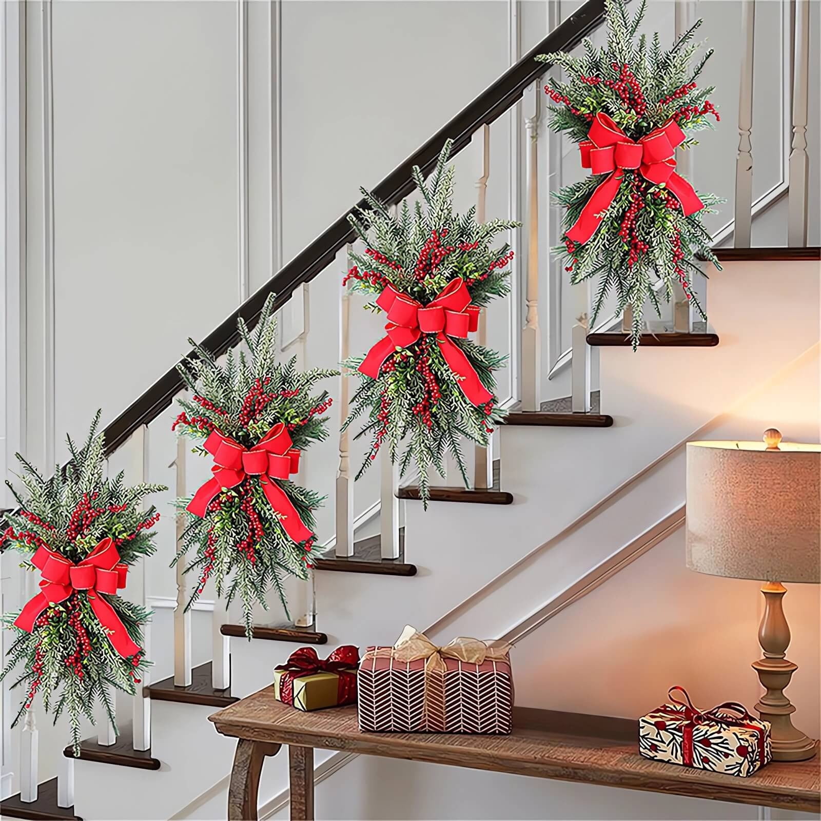 Rkxzt 24 Inch Cordless Prelit Christmas Swag,Artificial Christmas ...