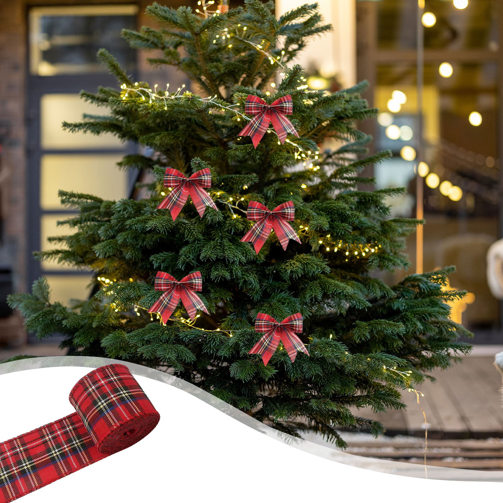 Rkxzt 30 Yards Christmas Plaid Ribbon Check Wired Edge Wrapping Ribbon ...