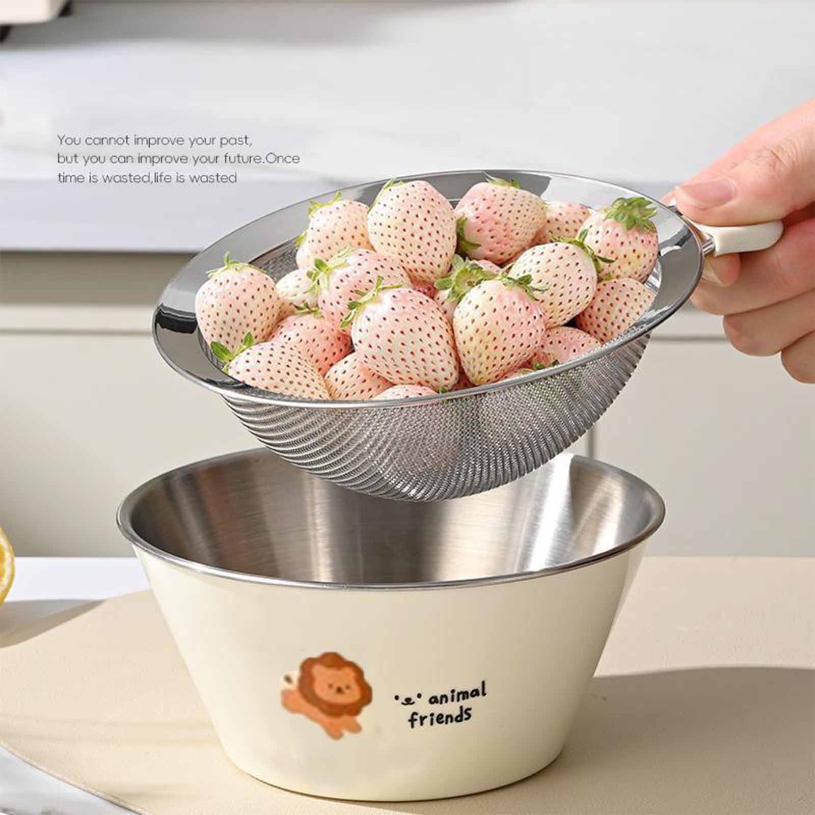 Rkxzt 304 Stainless Steel Colander, Strainer with Mixing Bowl ...