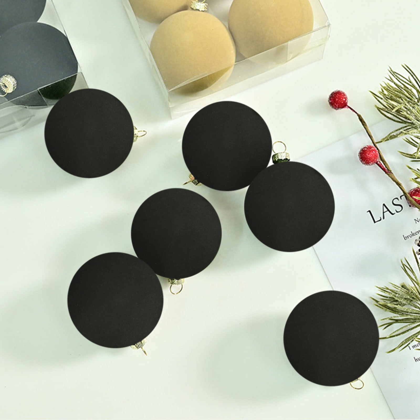 Rkxzt 6 Pcs Christmas Velvet Balls 2.4inch Flocked Christmas Hanging ...