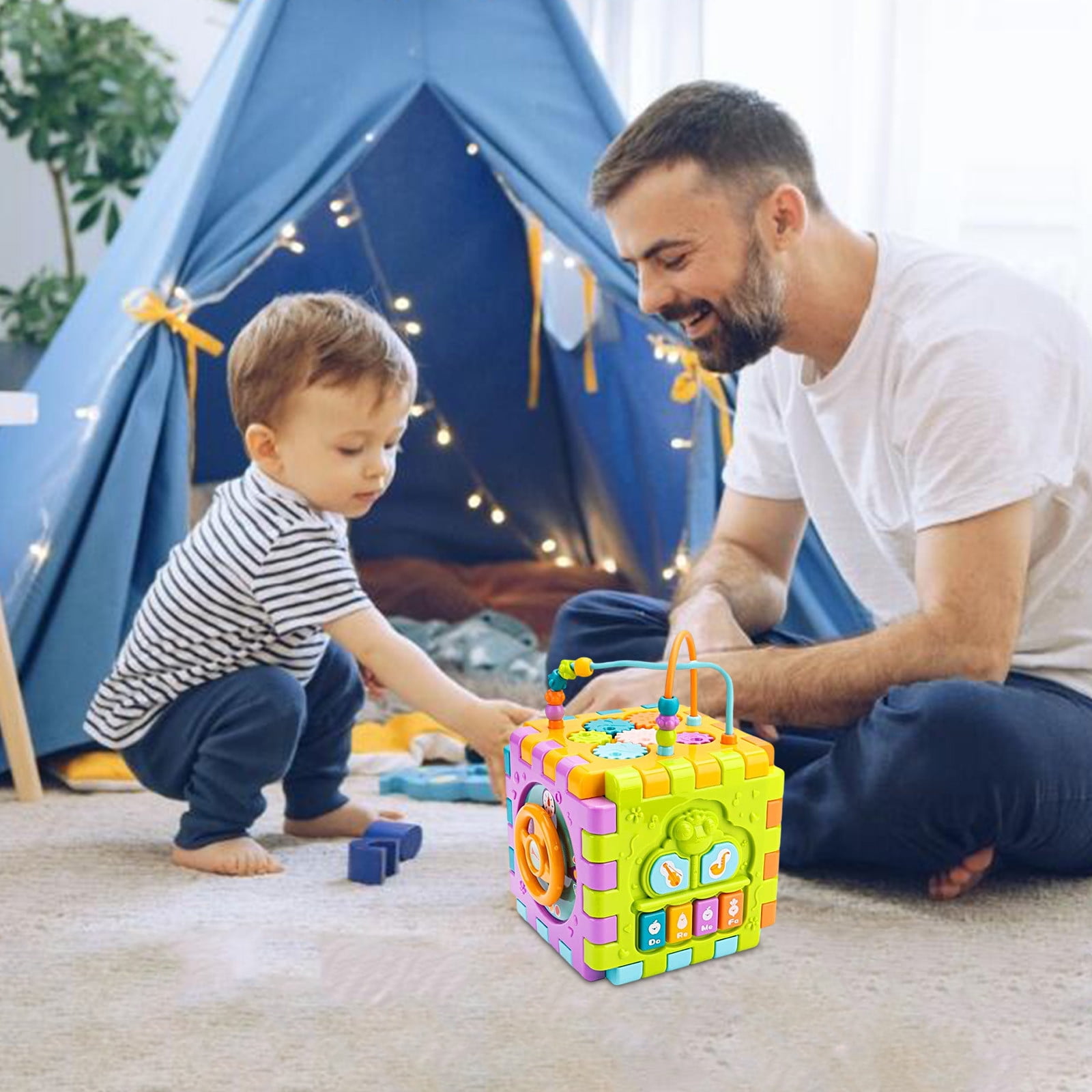 Rkxzt 6-in-1 Multifunctional Baby Learning Cubes Toy with Music ...