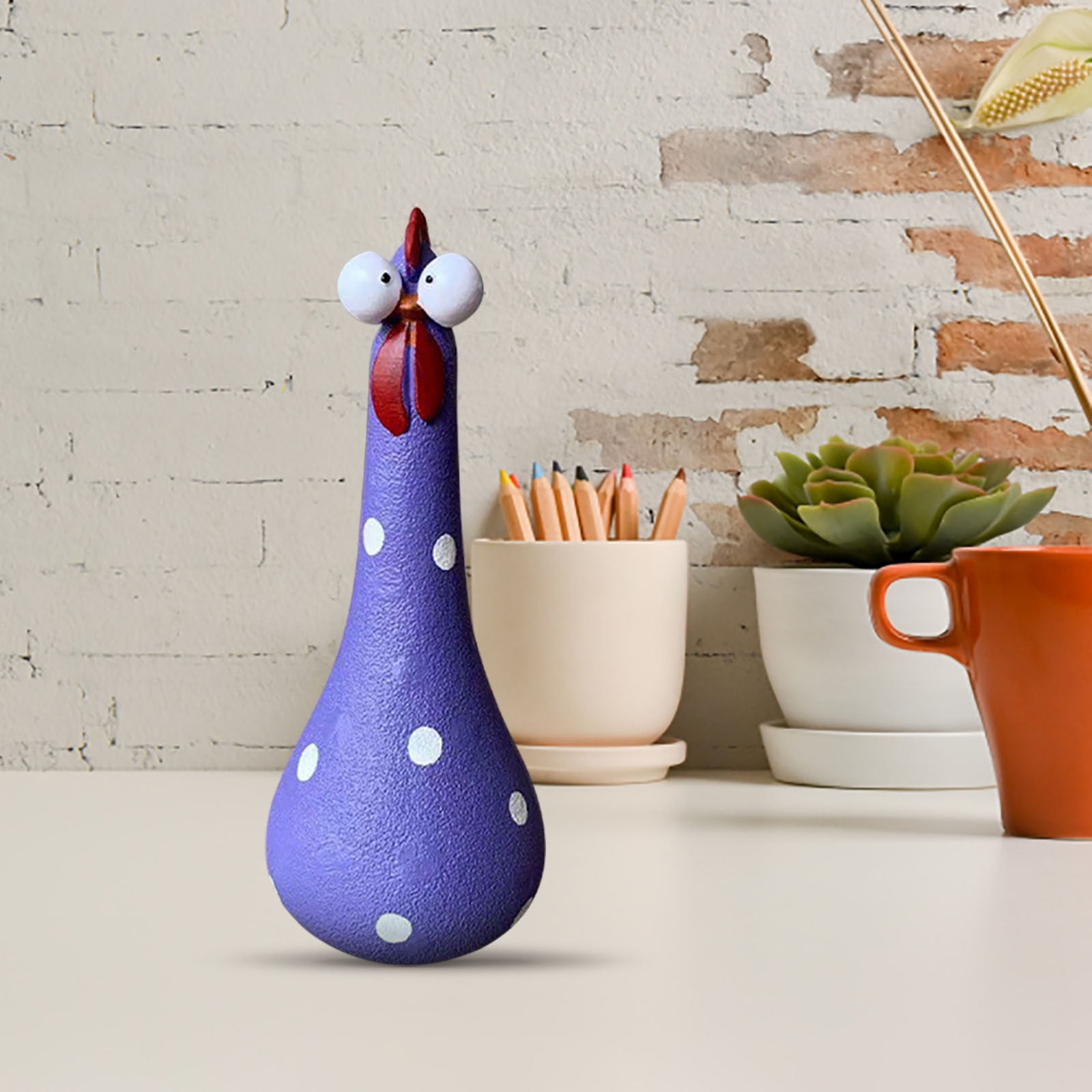 Rkxzt Big-Eyed Chicken Resin Silly Chicken Garden Statue Funny Farm ...