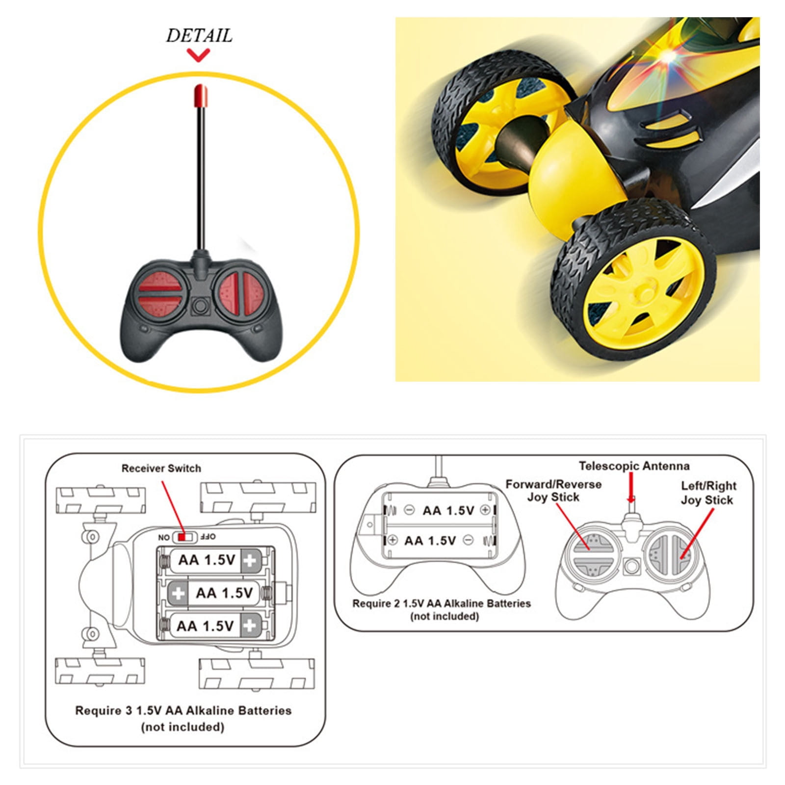 Rkxzt Brain Game,Luminous Remote Control Dump Truck Stunt Car Toy with ...