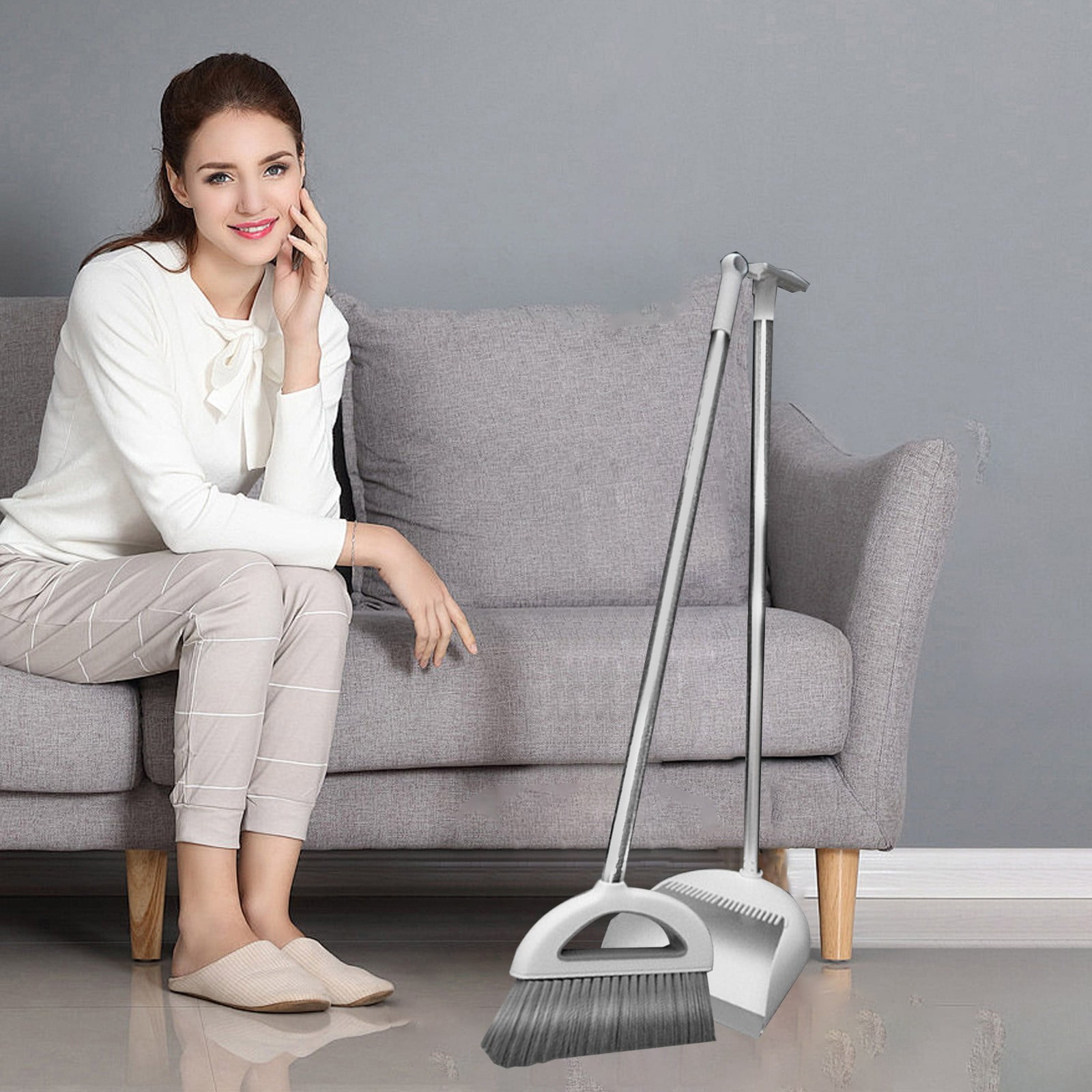 Rkxzt Broom Vertical Storage Broom and Dustpan Set with Scraper and ...