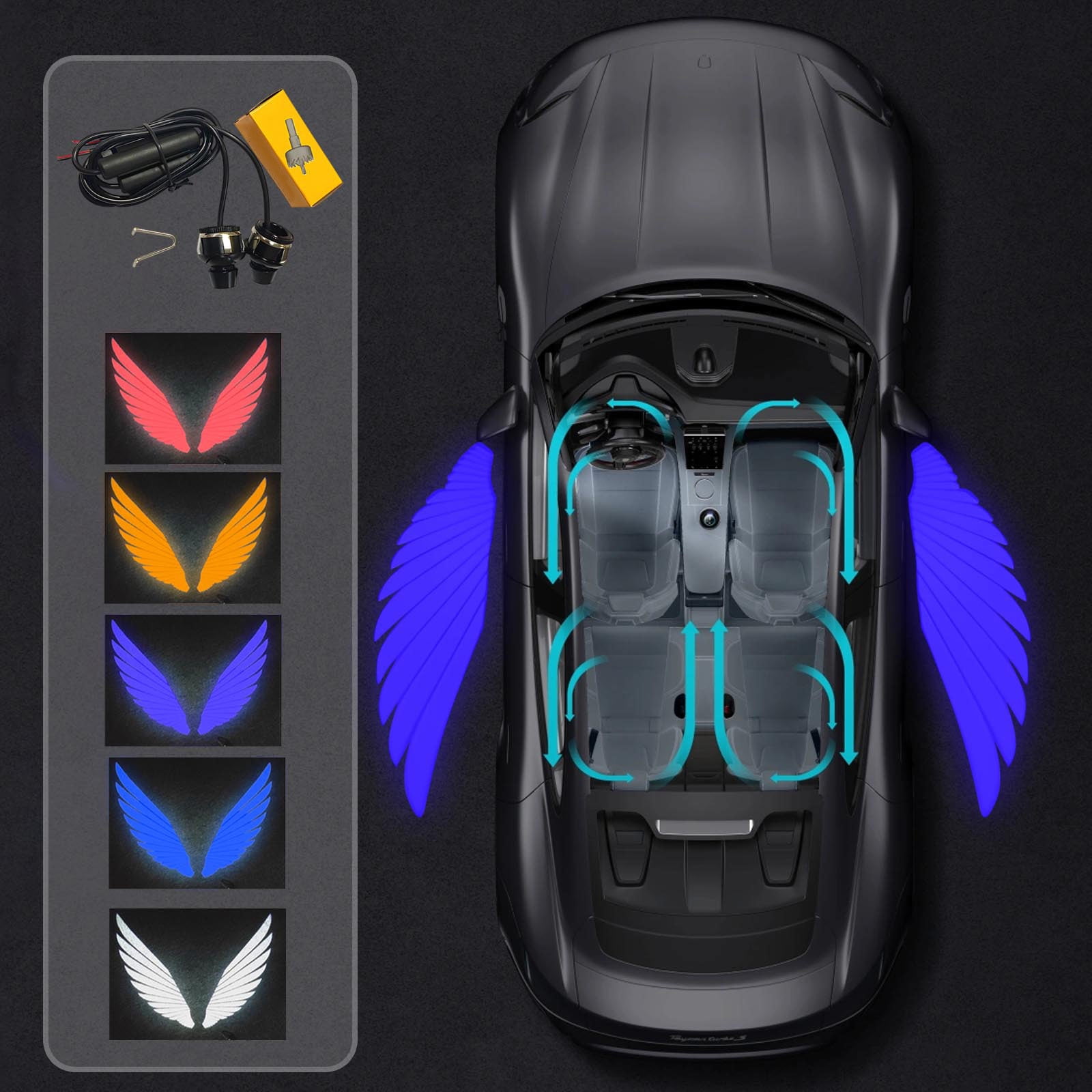 Rkxzt Car Rearview Mirror Welcome Light, Angel Wing Projection Light ...