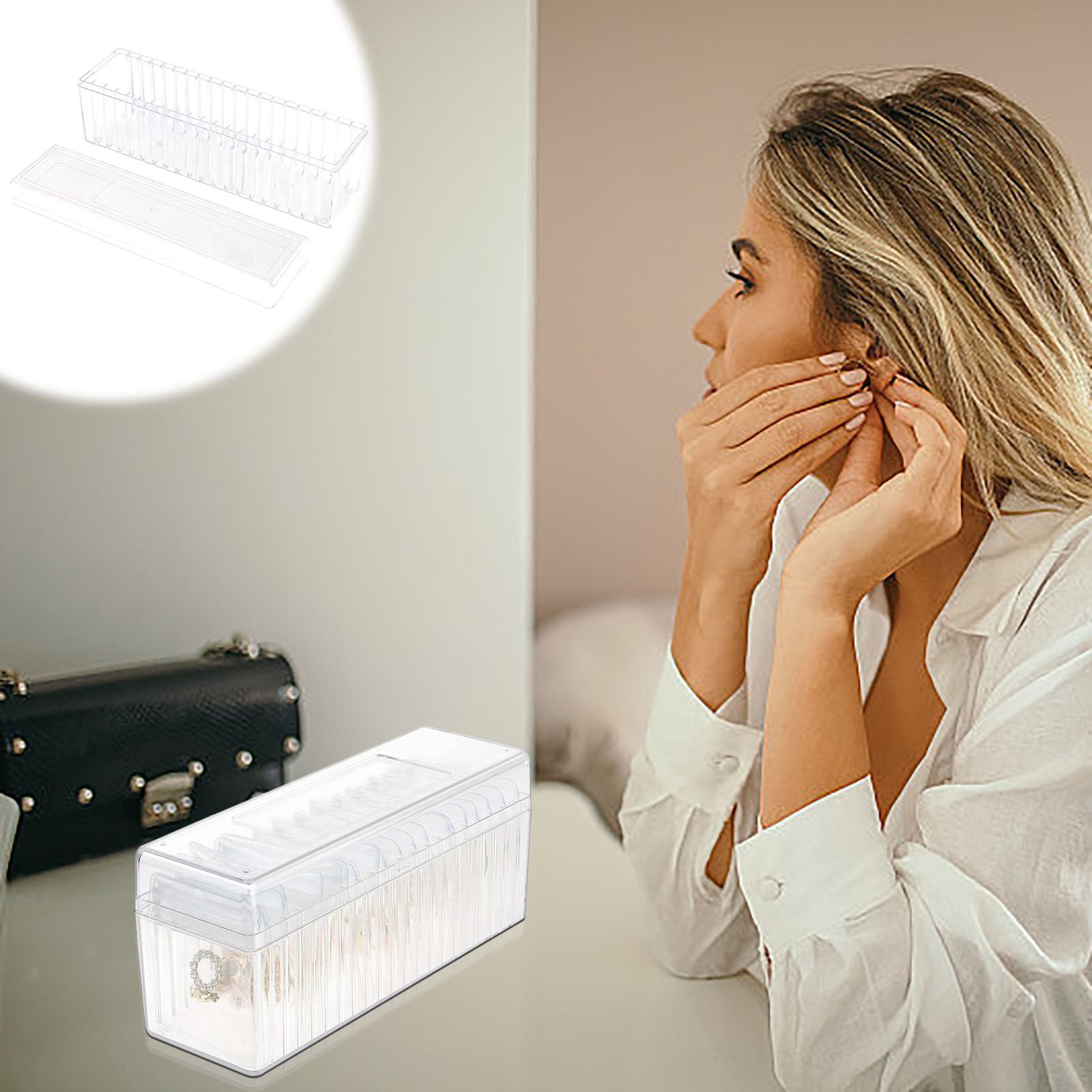 Rkxzt Clear Acrylic Jewelry Organizer - Storage Box for Rings,Earrings ...