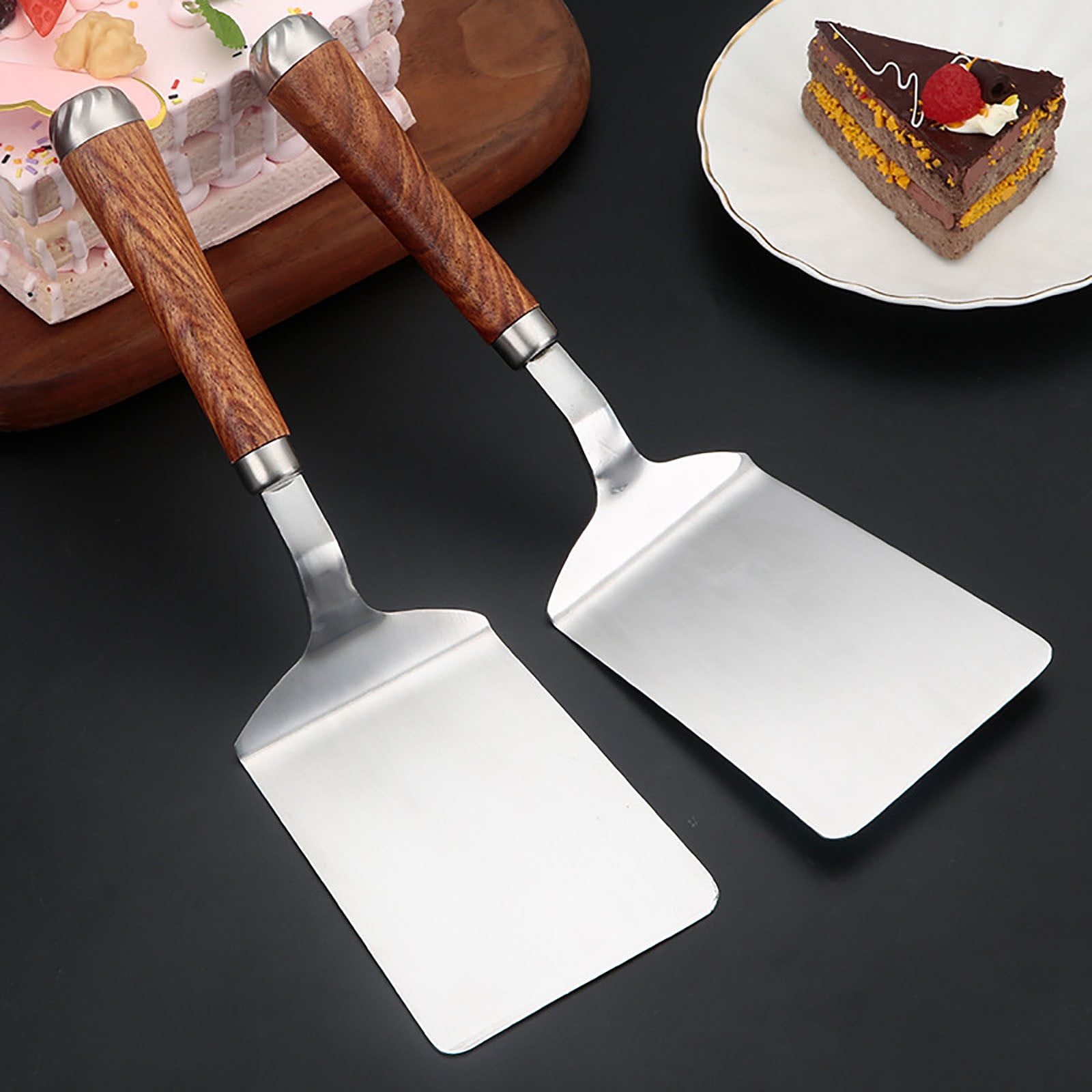 Rkxzt Cooking Spatula,Stainless Steel Wood Handle Kitchen Spatula ...