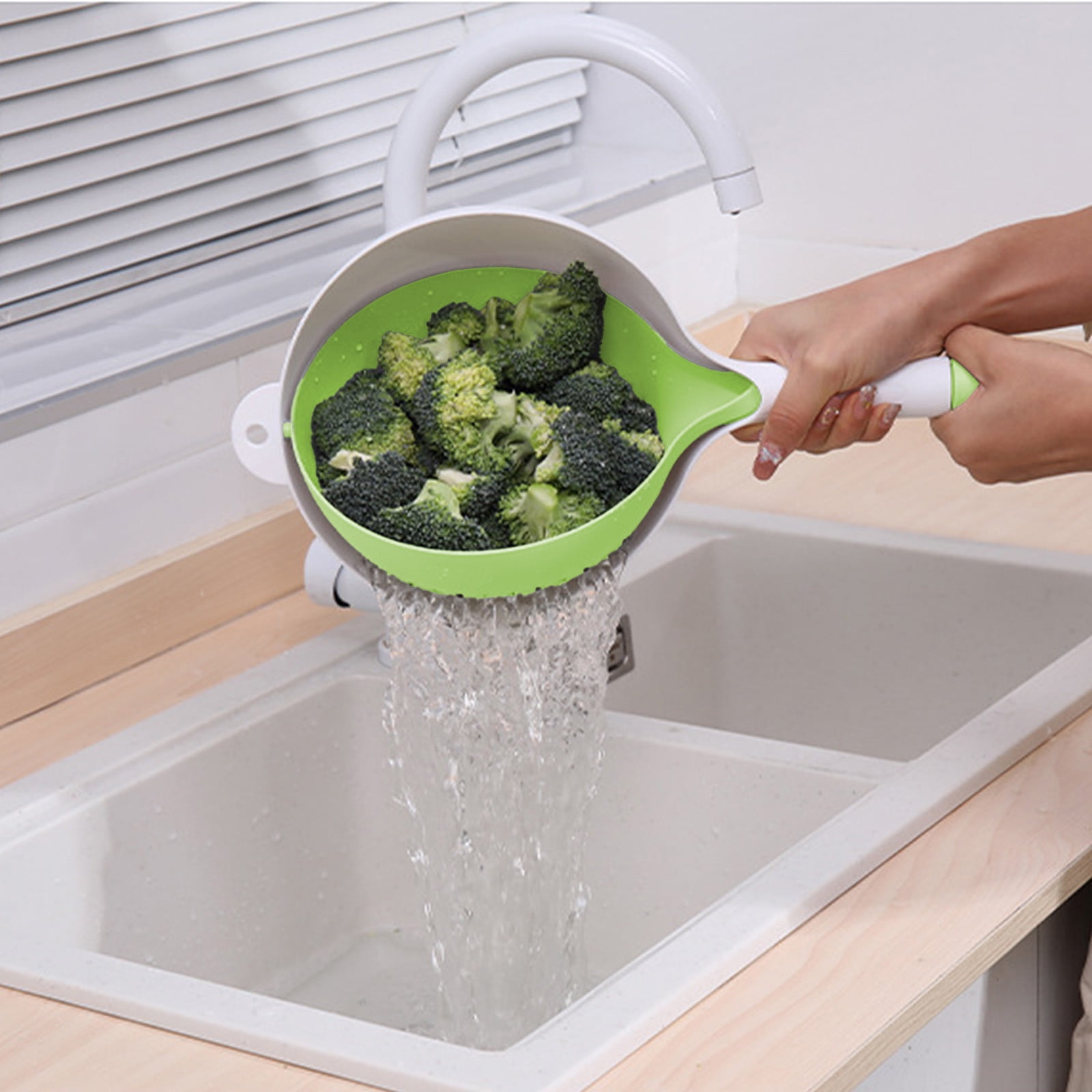 Rkxzt Double-Layer Strainer Basket – Quick Water Release Ergonomic Grip ...