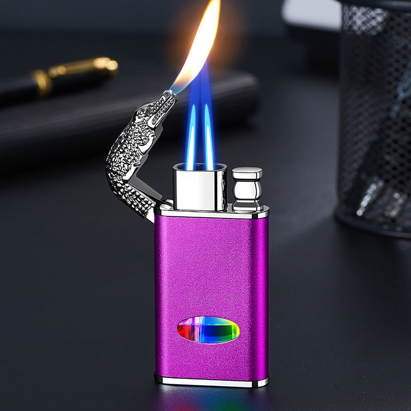 Rkxzt Dual Direct Two Flame Switching Lighter, Butane Refillable Torch ...