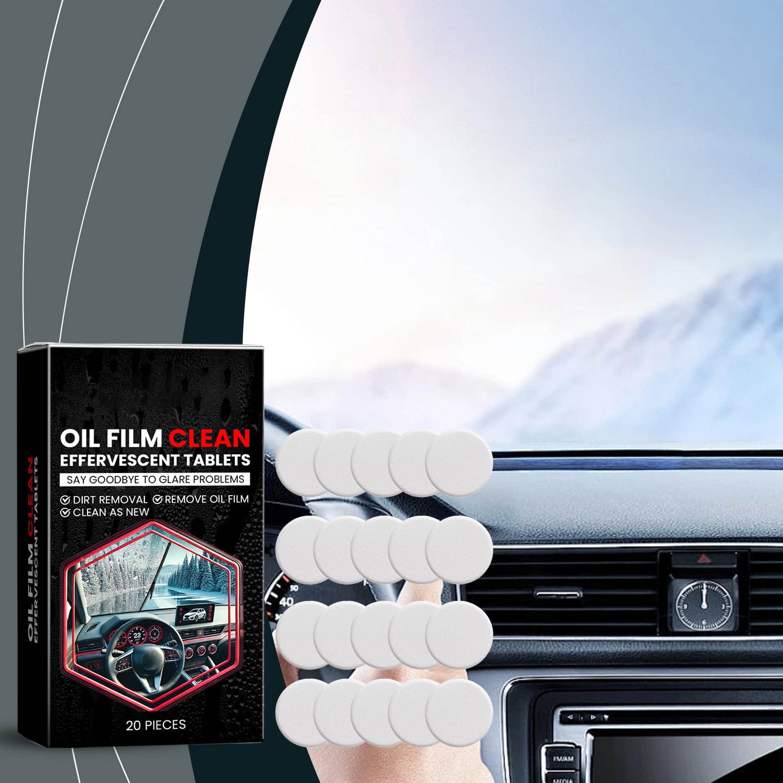 Rkxzt Flash Deal！Detergent,Glass Oil Film Foam Tablets,Windshield Stain ...