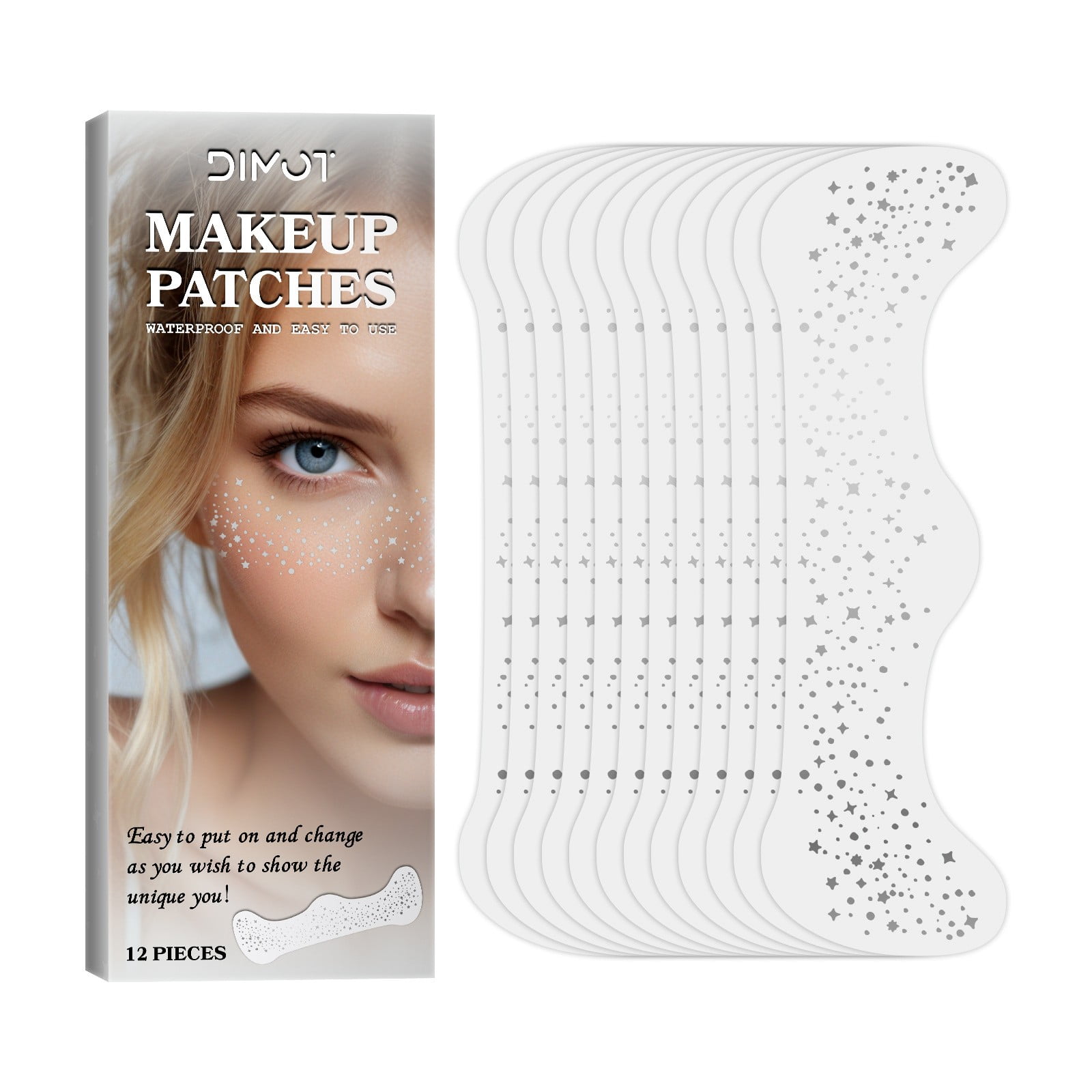 Rkxzt Glitter Freckle Tattoos Stickers, Metallic Silver Makeup Stickers ...