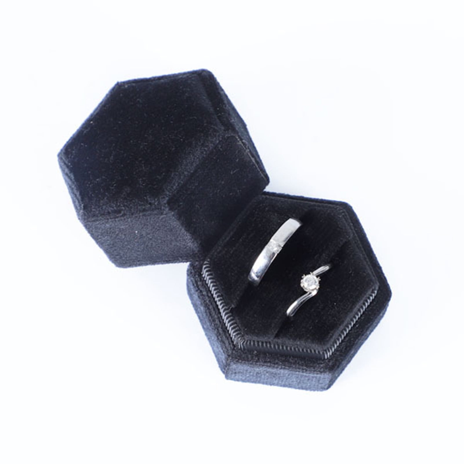 Rkxzt Hexagon Velvet Ring Bearer Box - Premium Gorgeous Vintage Double ...