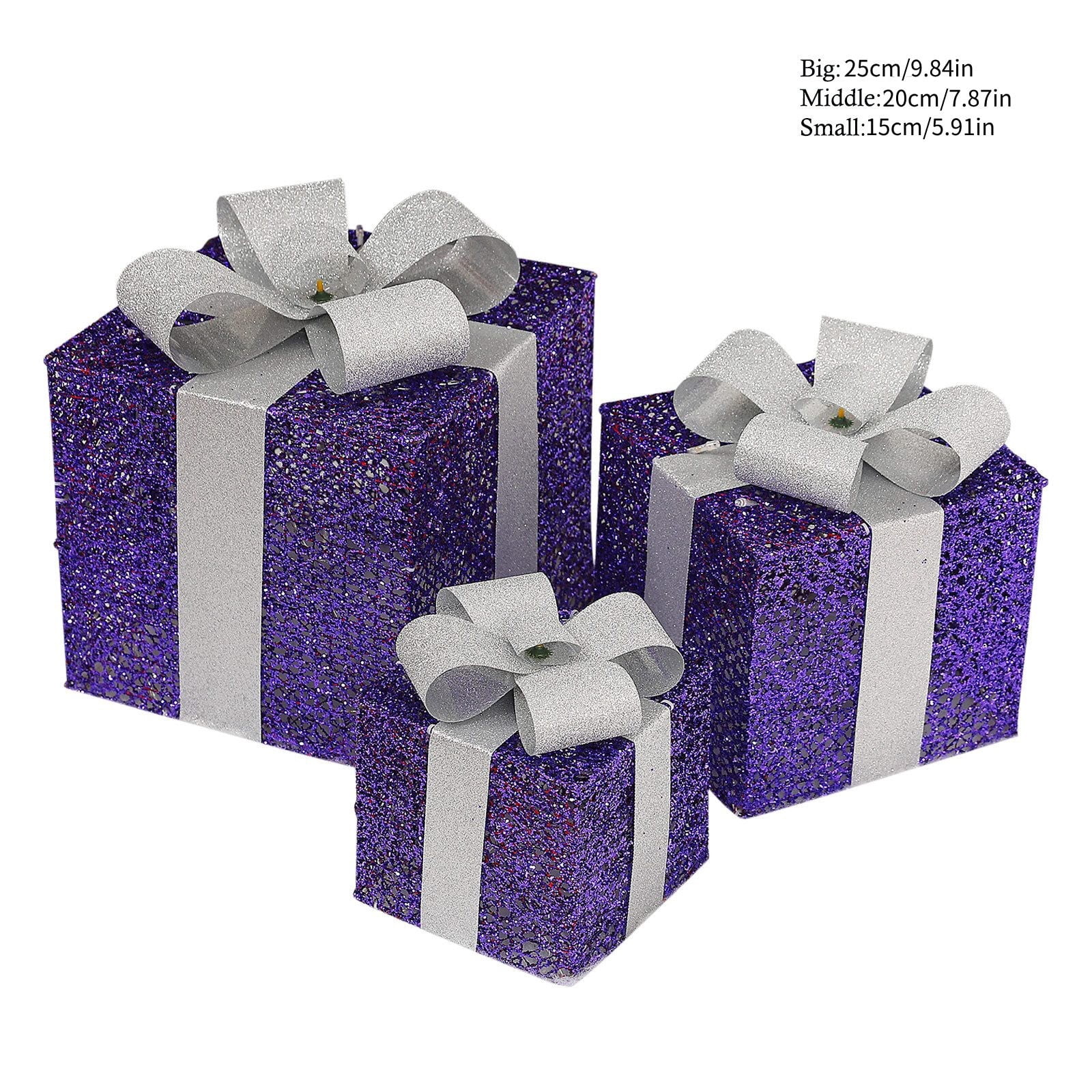 Rkxzt Light Boxes,LED Light Up Christmas Gift Boxes Set of 3 with Warm ...