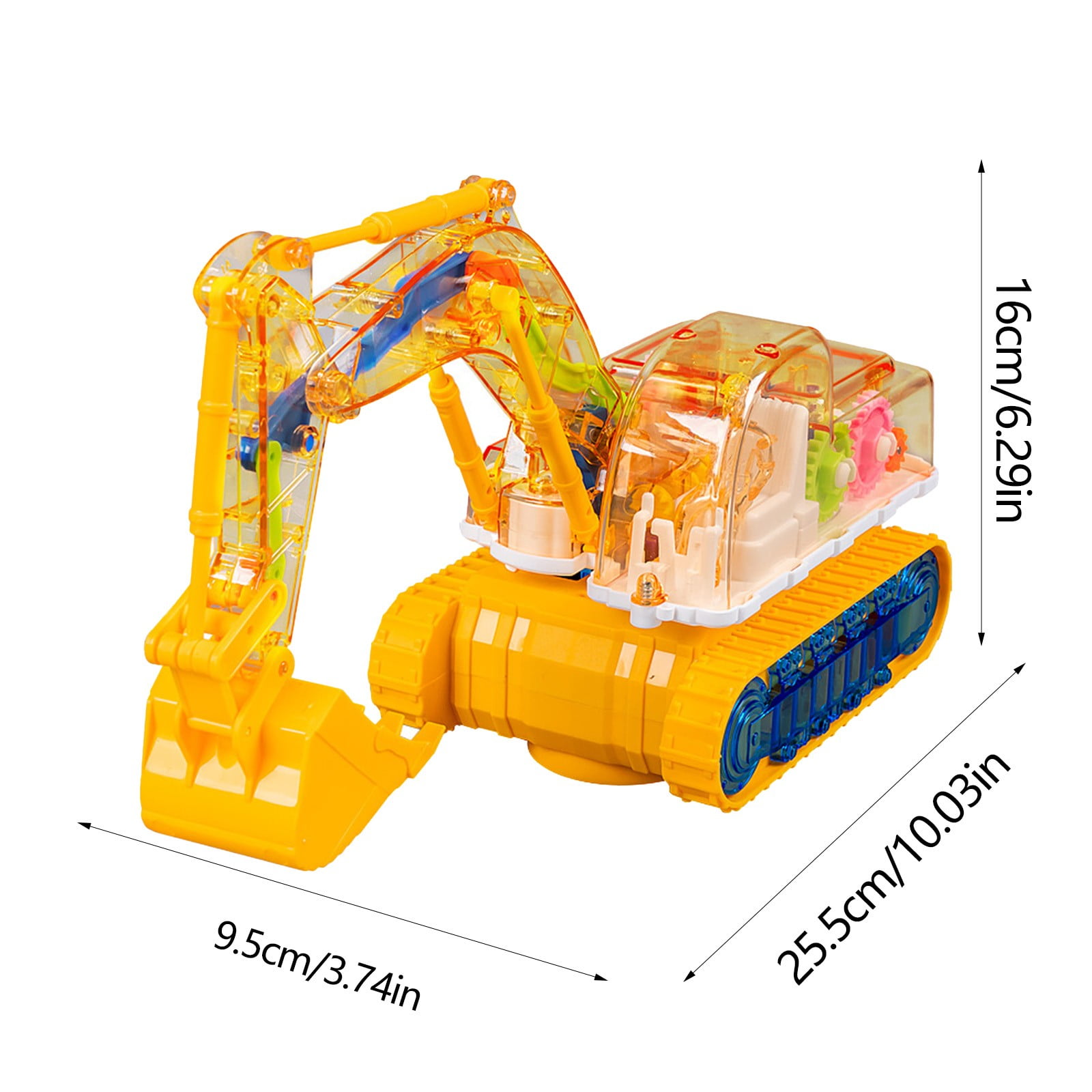 Rkxzt Light Excavator,Universal Transparent Gear Mining Toy Car with ...