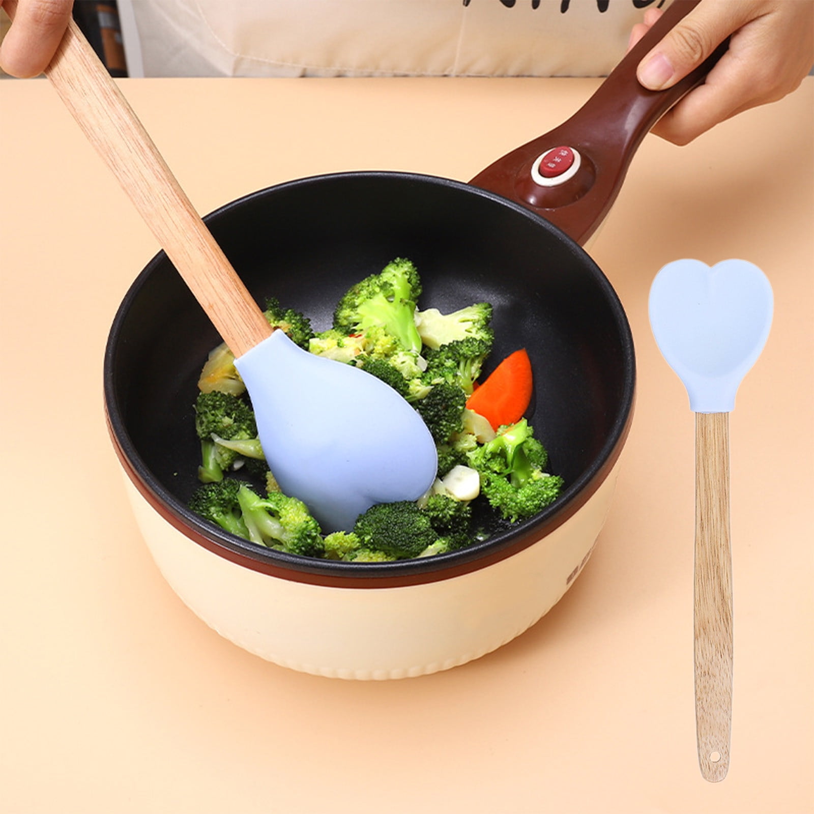 Rkxzt Love Silica Spatula-Long-Handled Silicone Stirring Spoon,Wooden ...