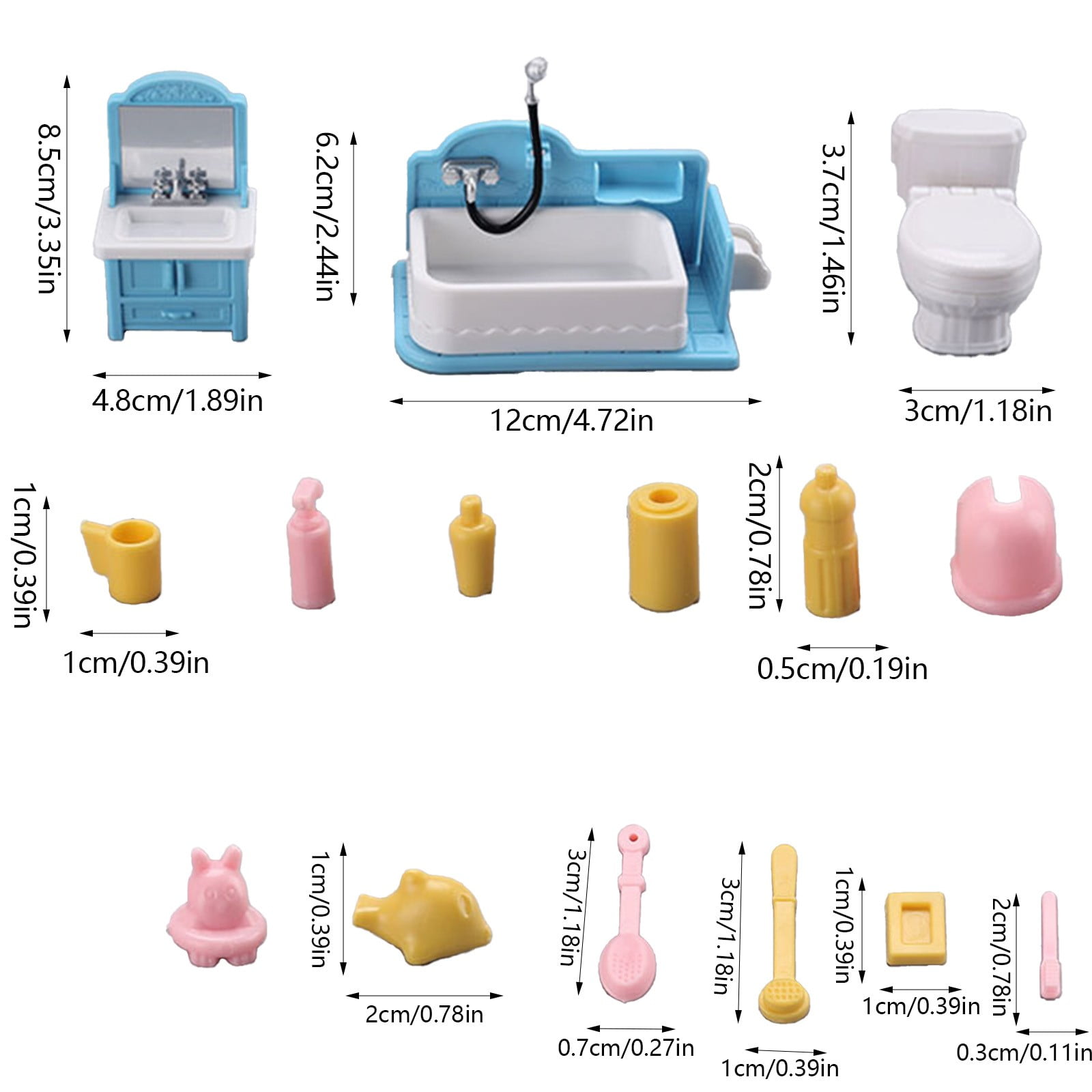 Rkxzt Mini Simulated Bathroom Prop,Mini Bathroom Toy Set Blue ...