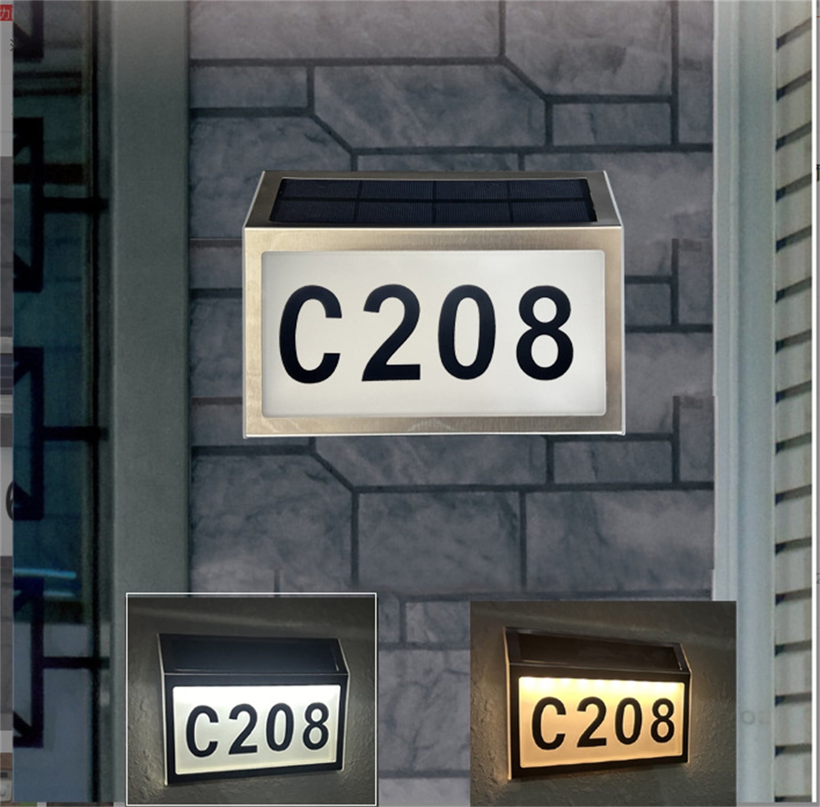 Rkxzt Outdoor Solar House Address Light – Stainless Steel LED Mailbox ...