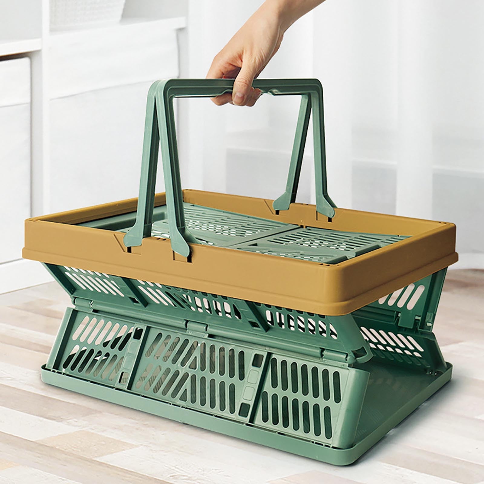 Rkxzt Picnic Basket Plastic Stackable Storage Basket with Handles 17.3 ...
