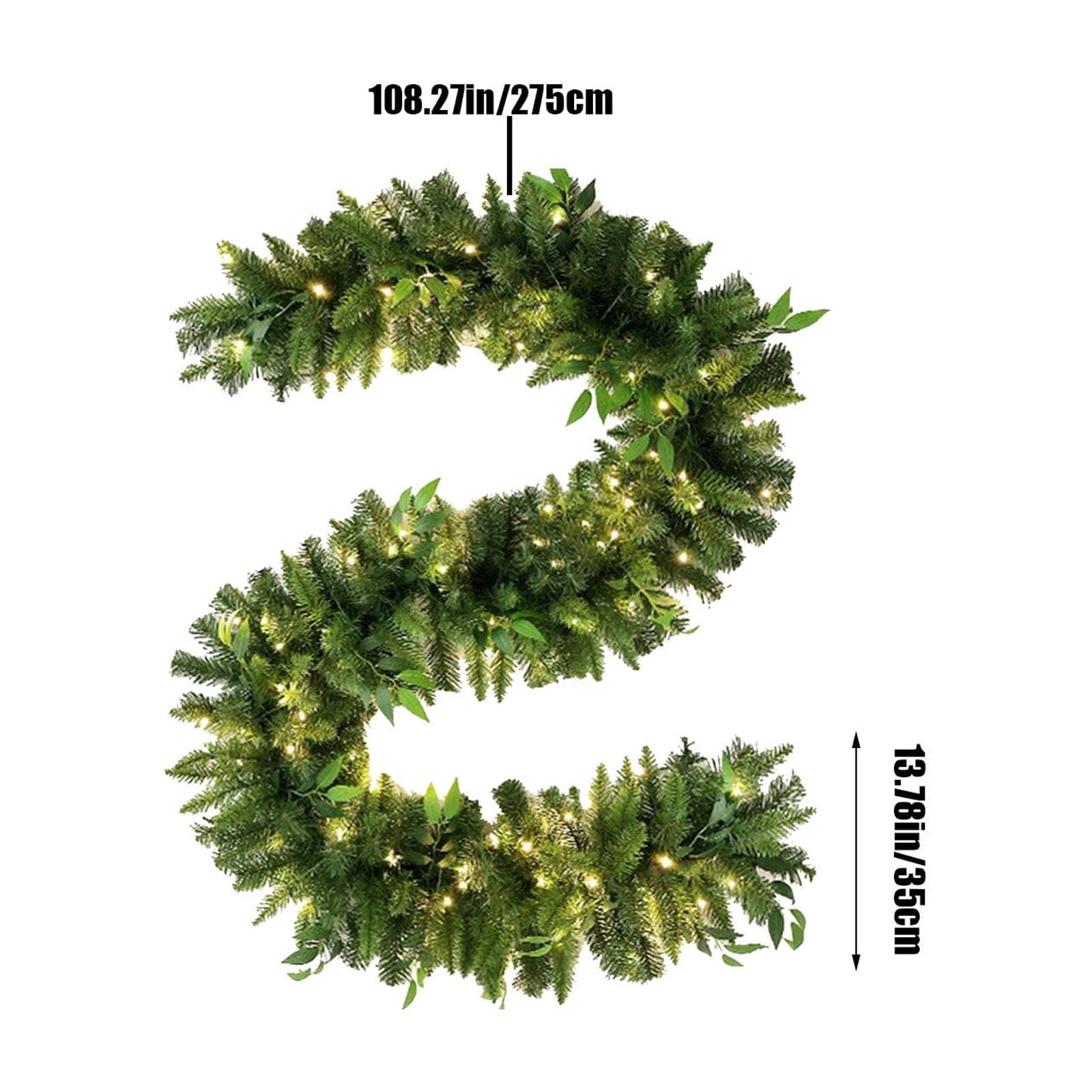 Rkxzt Pine Needle Decorations,2.7 Meter Fake Pine Needle Wreath with ...