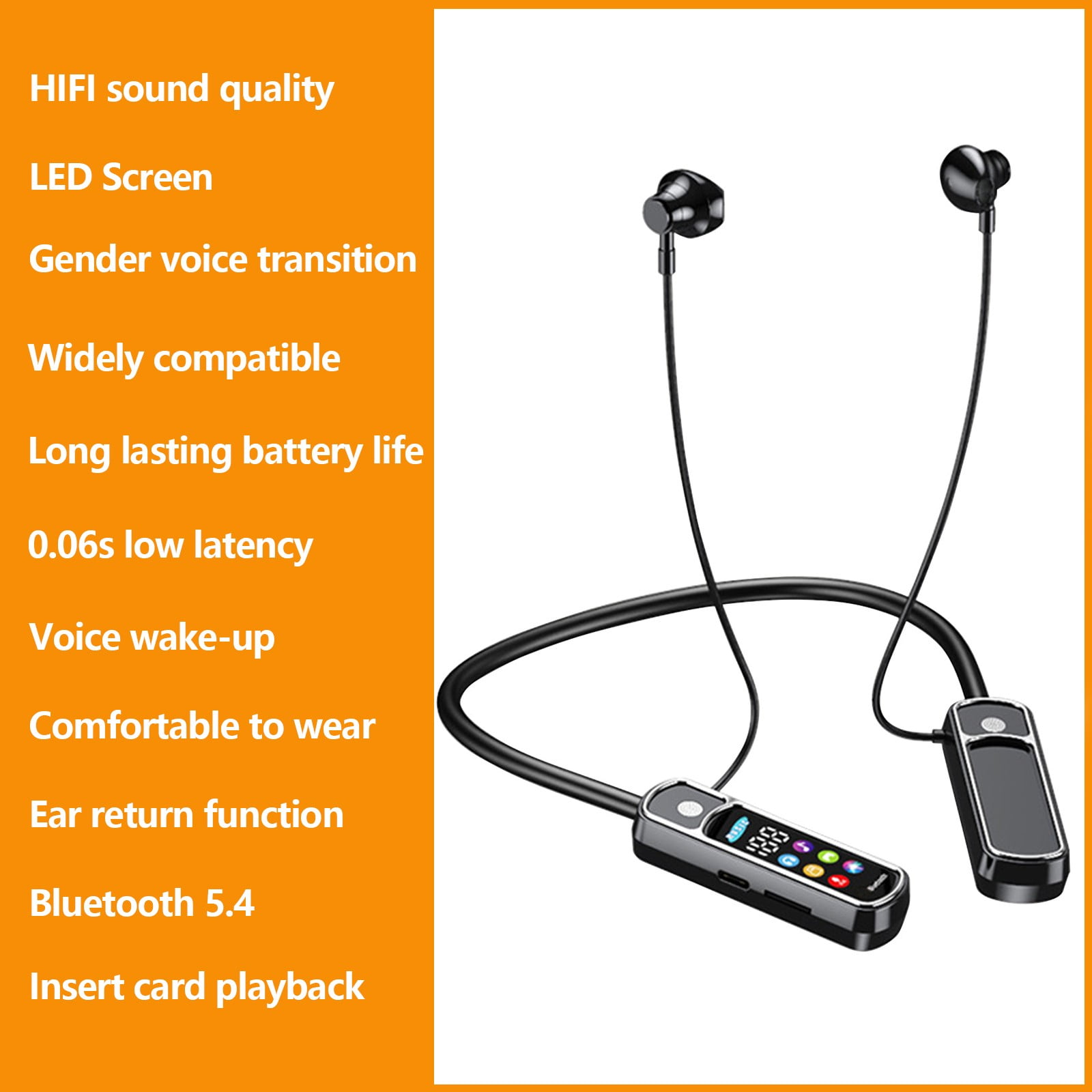 Rkxzt Plastic Bluetooth Headset Neck Hanging Bluetooth Earphones with ...