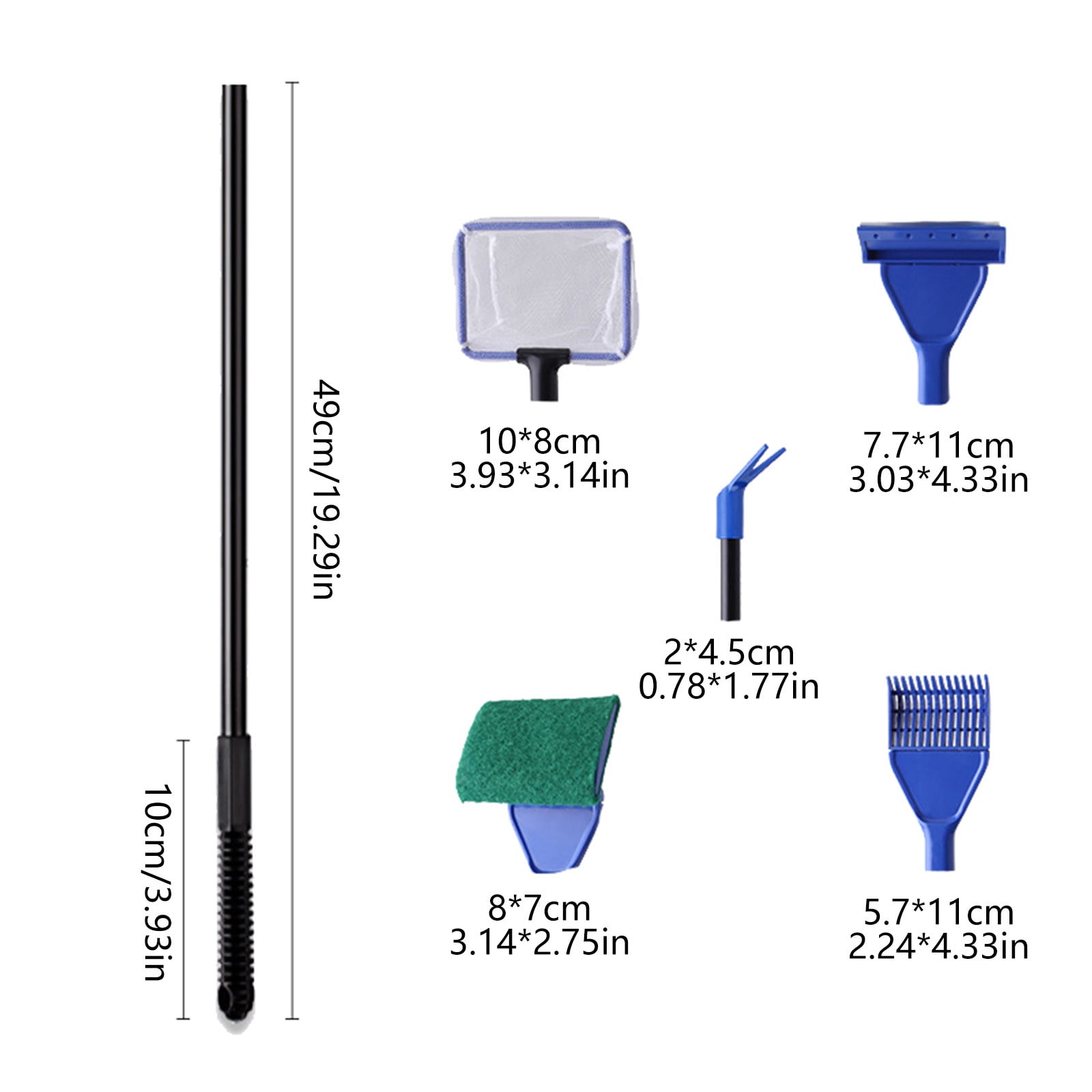 Rkxzt Plastic Fish Tank Brush Aquarium Cleaning Tool Kit 5 in 1 Set ...