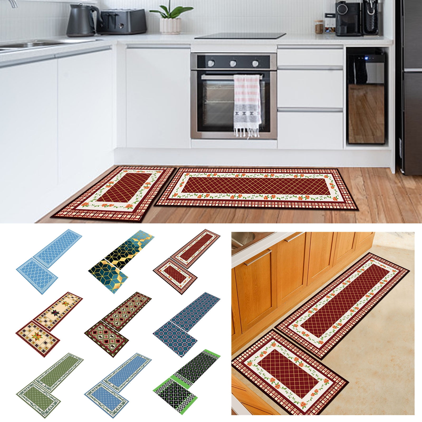 Rkxzt Rugs,Geometry Abstract Strip Kitchen Slip Floor Mat,Anti-Slip Non ...