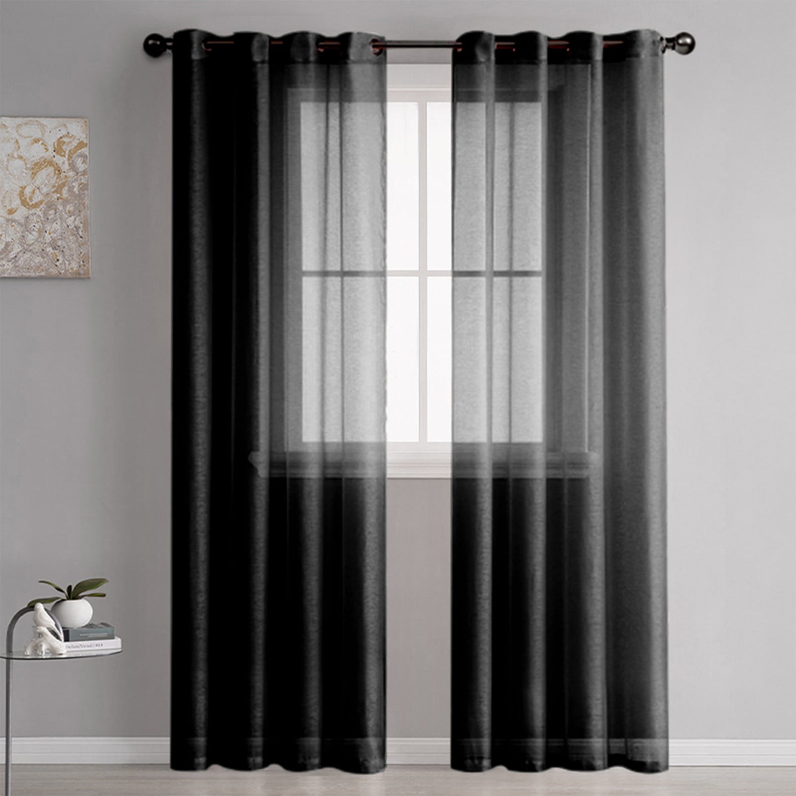 Rkxzt Semi Sheer Curtains 98 Inch Length for Living Room 2 Panels Set ...
