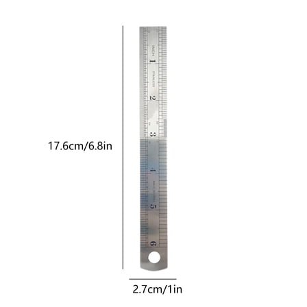Carpentry Stainless Metal 20cm 8" Dual Side Straight Ruler Measurement ...