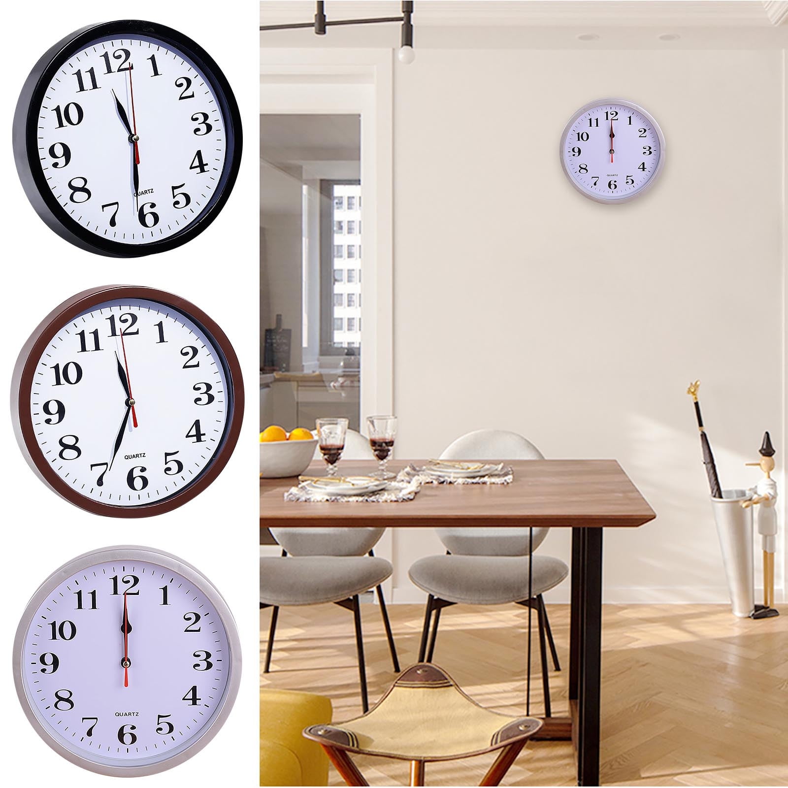 Rkxzt Wall Clock,Modern 9 Inch Battery Operated Wall Clocks,Silent Non ...
