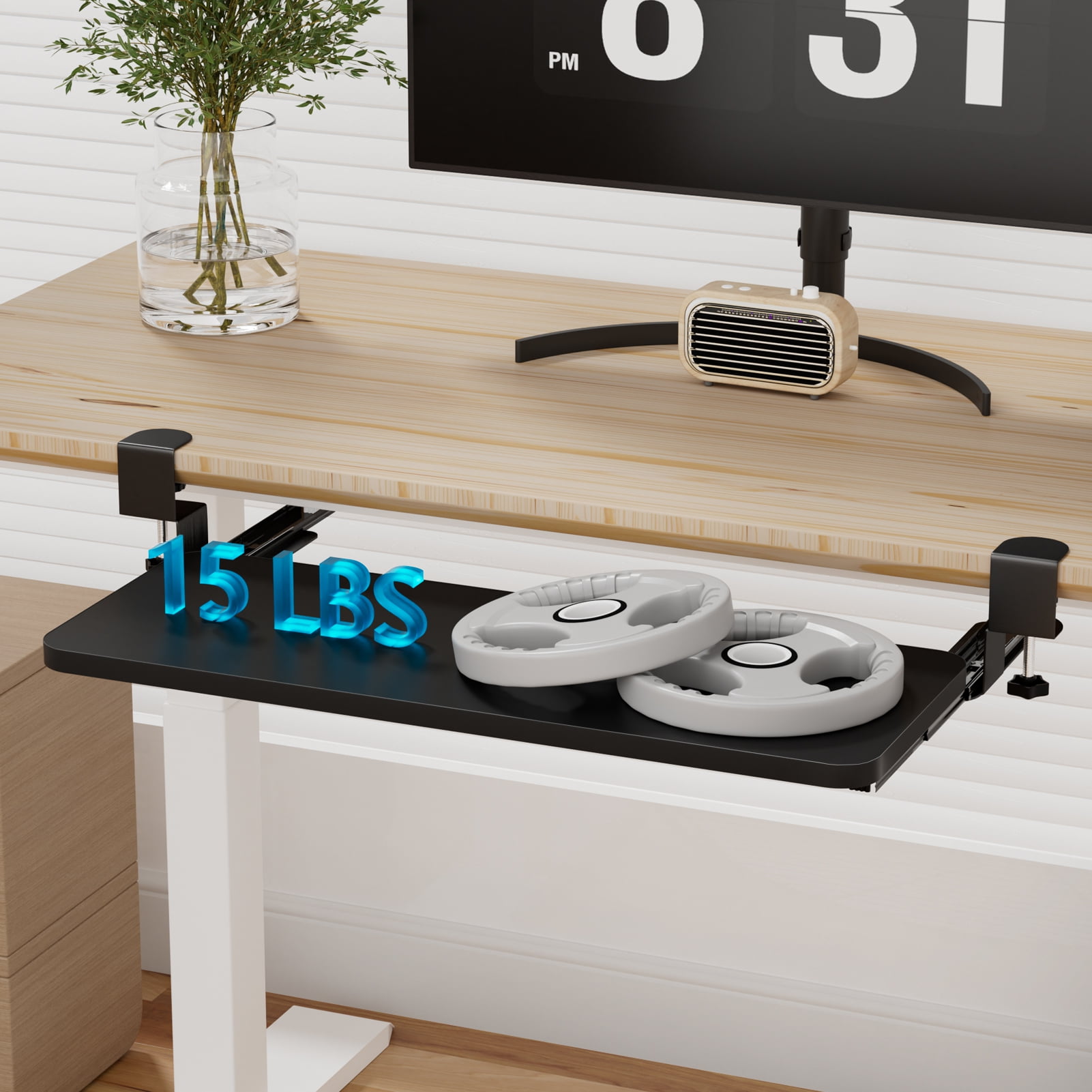 Rlietter Keyboard Tray under Desk, Corner Keyboard Tray with Adjustable ...