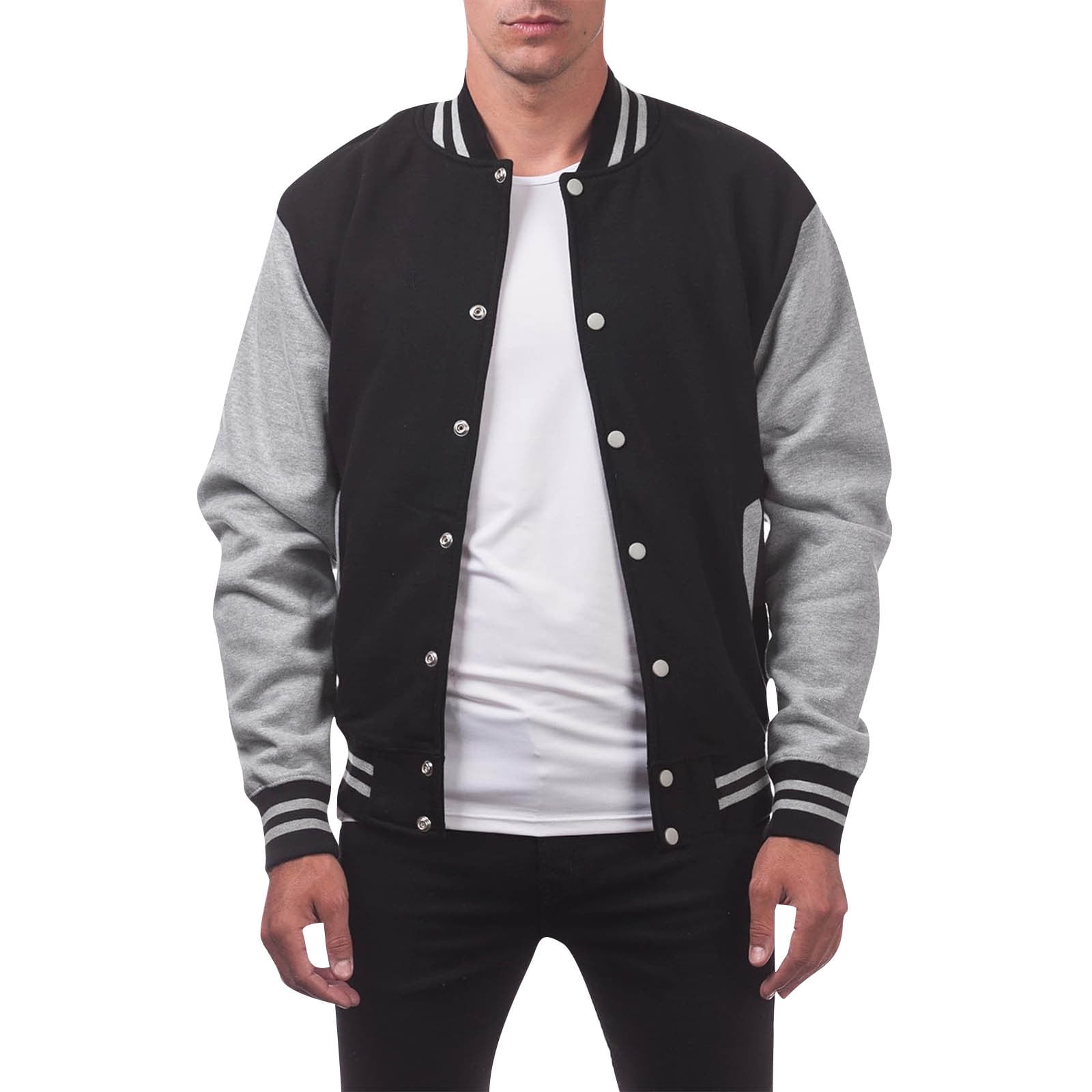Rlmidhb 2025 Gray Varsity Jacket for Men Basic Solid Color Baseball ...