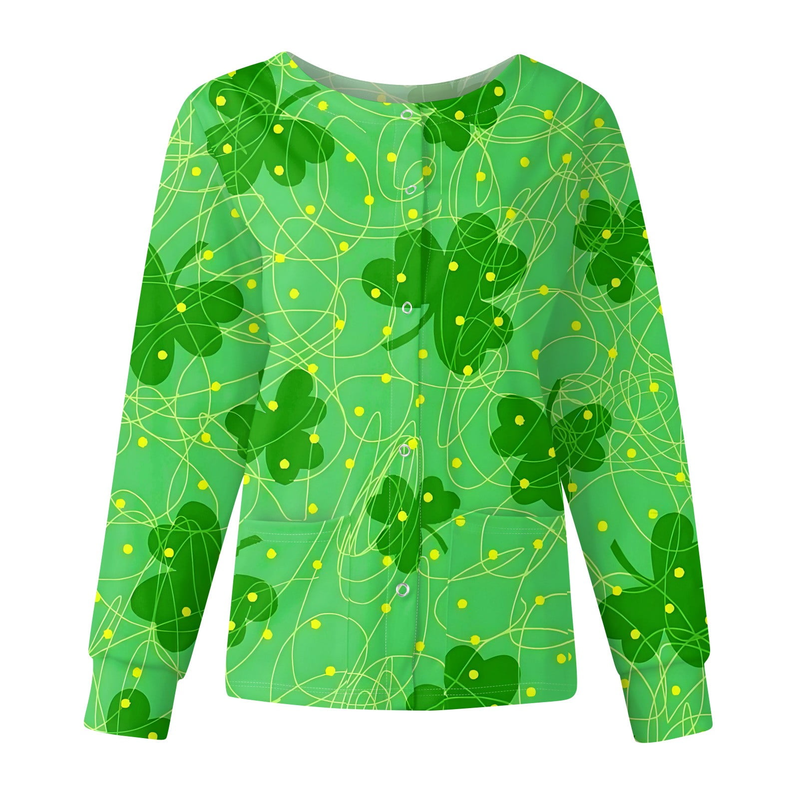 Rlmidhb 2025 St Patricks Day Scrub Jackets for Women Shamrock Long ...