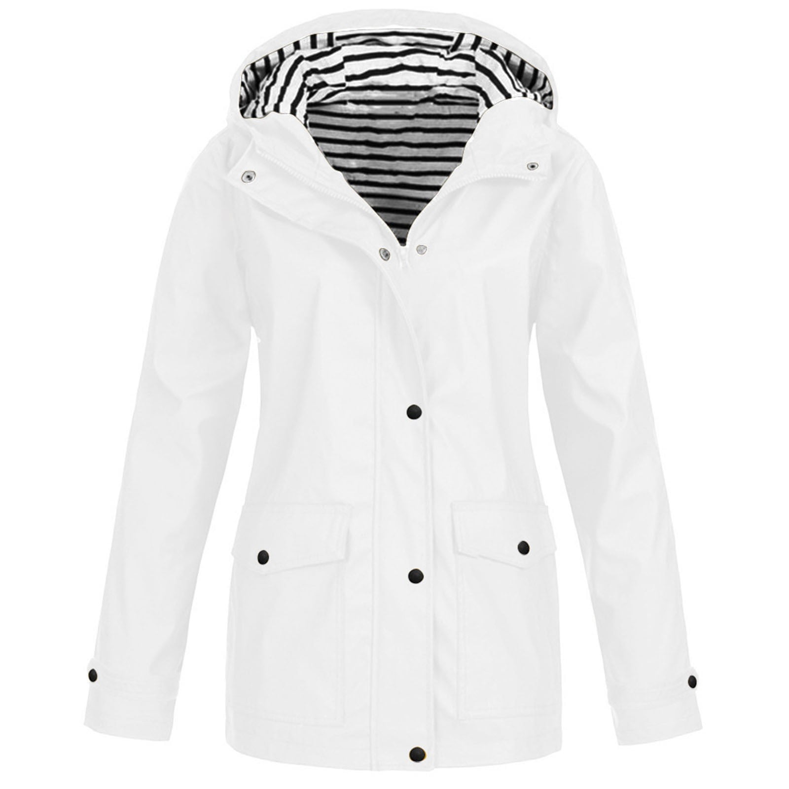 Rlmidhb 2025 White Rain Jacket for Women Hooded Waterproof Solid Color ...
