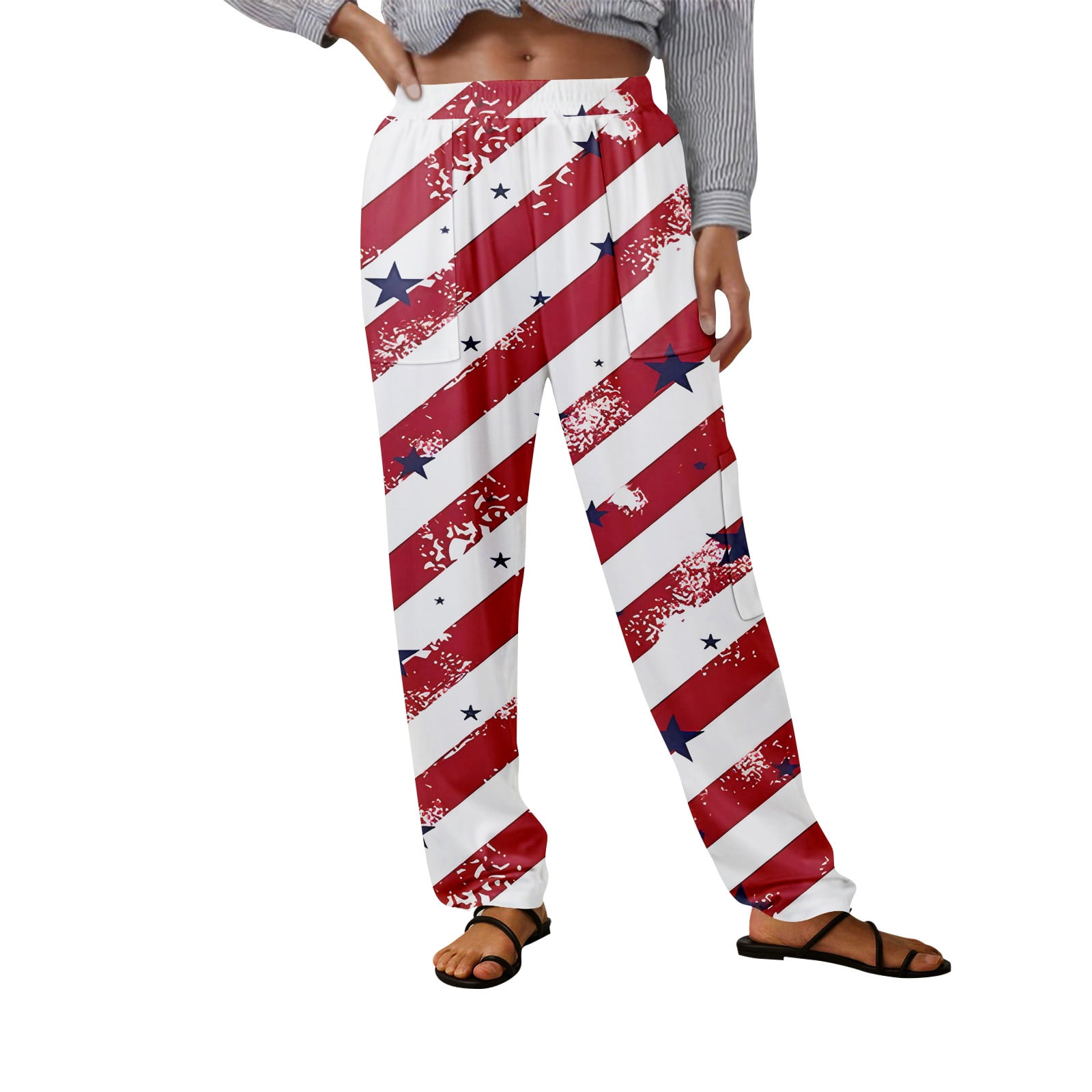 Rlmidhb 4th of July American Flag Pajama Pants for Women Independence ...