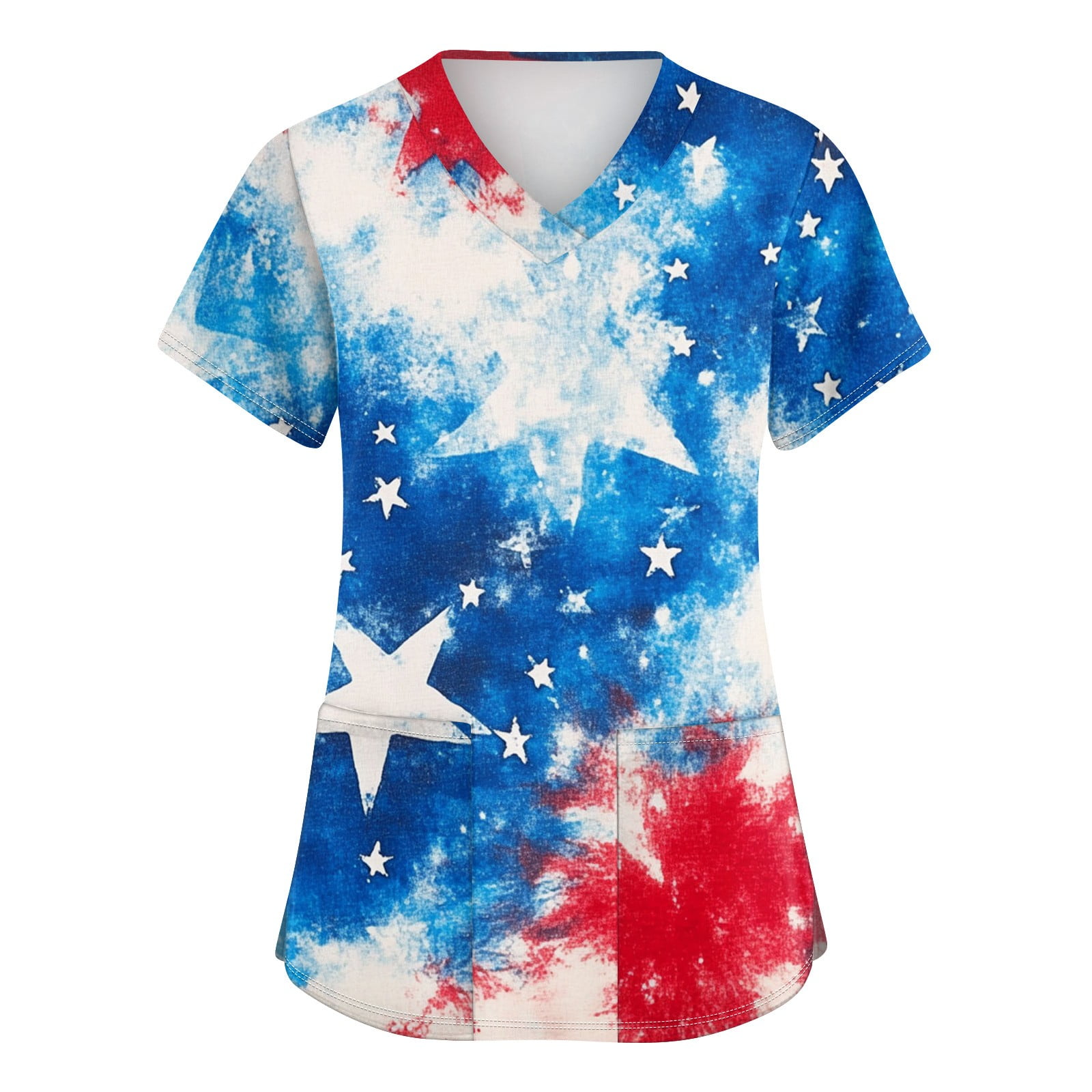 Rlmidhb 4th of July American Flag Scrub Tops for Women Independence Day ...