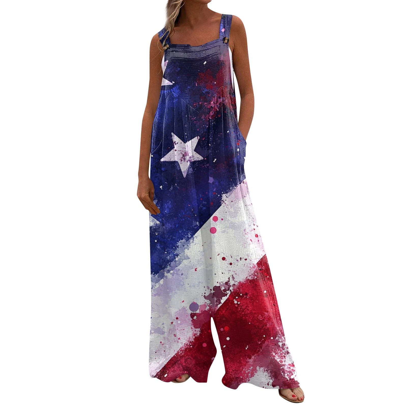 Rlmidhb American Flag 4th of July Jumpsuits for Women Independence Day ...