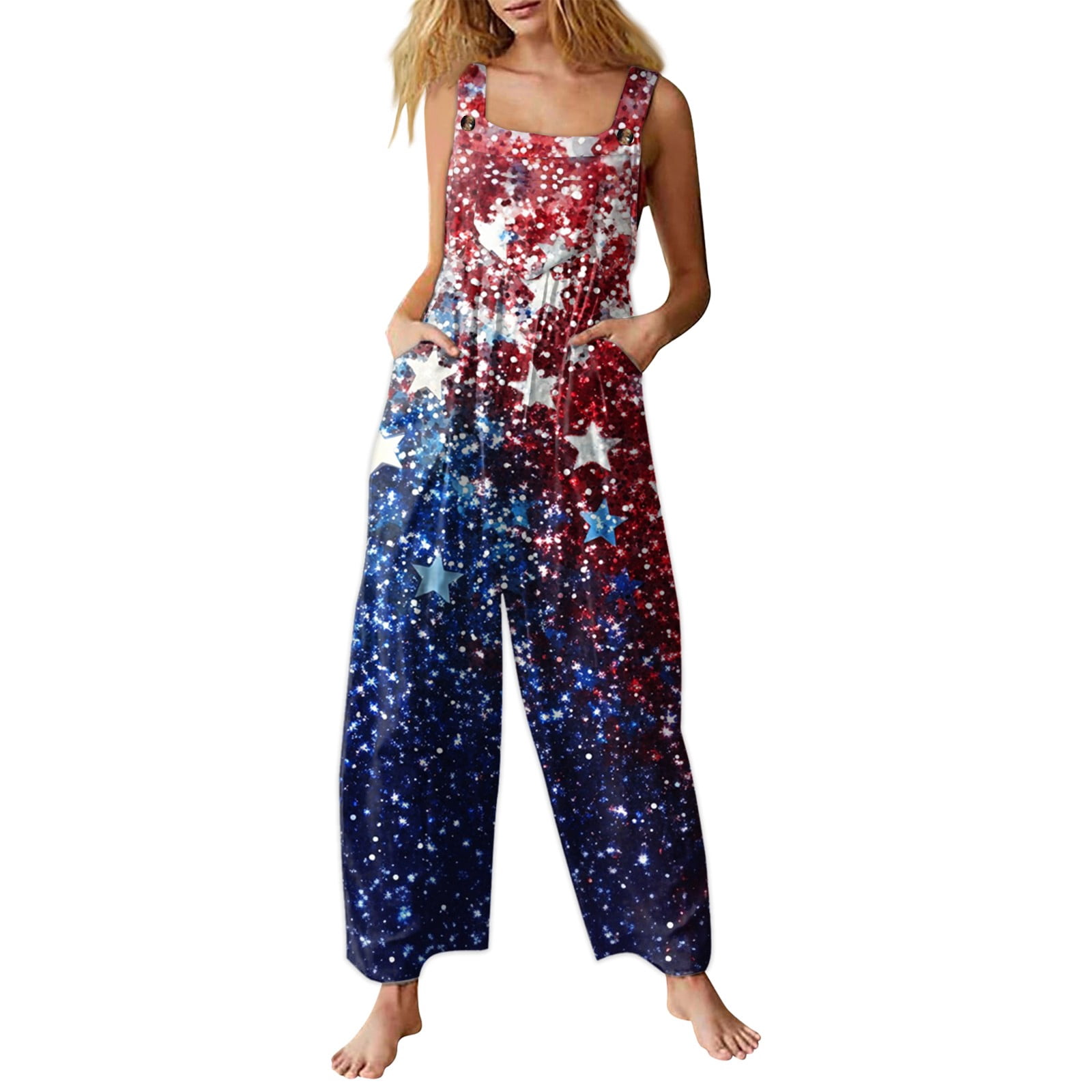 Rlmidhb American Flag 4th of July Jumpsuits for Women Independence Day ...