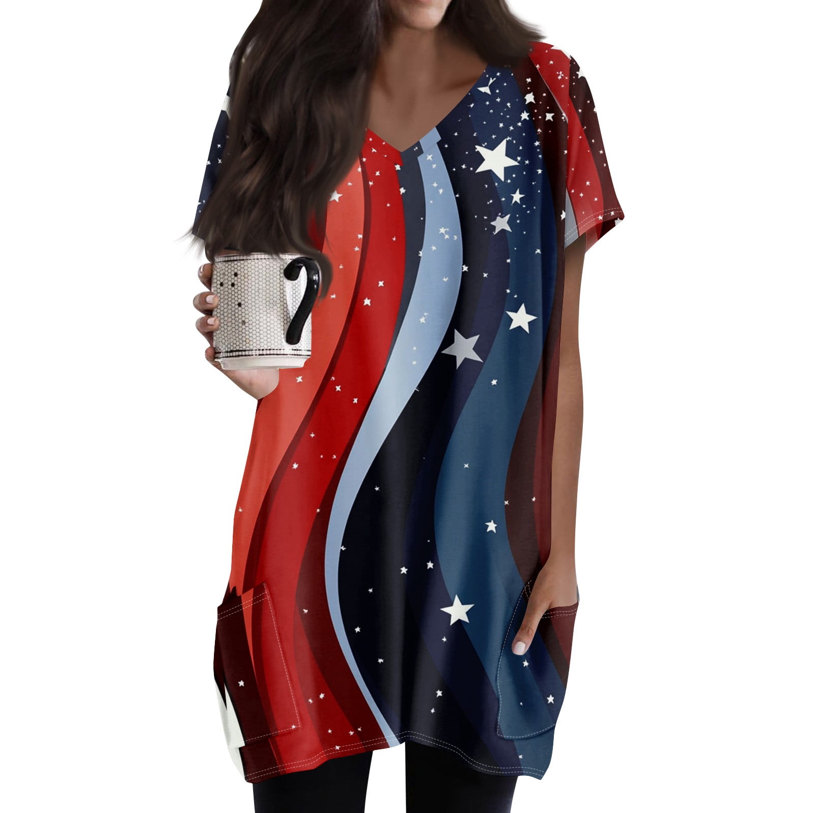 Rlmidhb American Flag Independence Day Plus Size Tunic Tops for Women ...