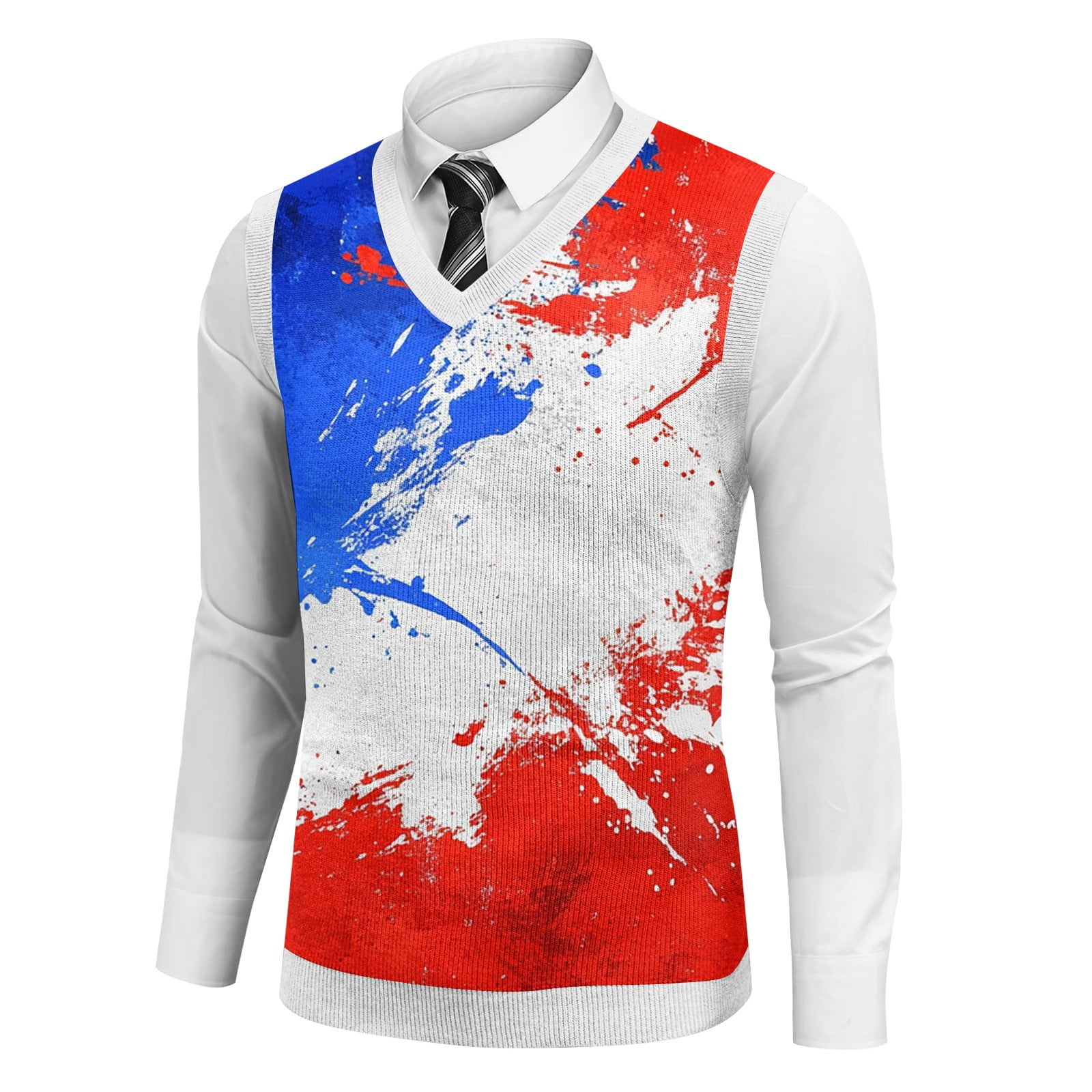 Rlmidhb American Flag Independence Day Sweater Vest for Men 4th of July ...