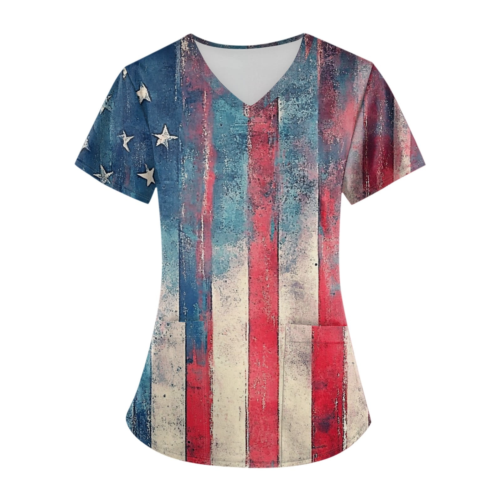 Rlmidhb American Flag Plus Size Scrub Tops for Women Independence Day ...
