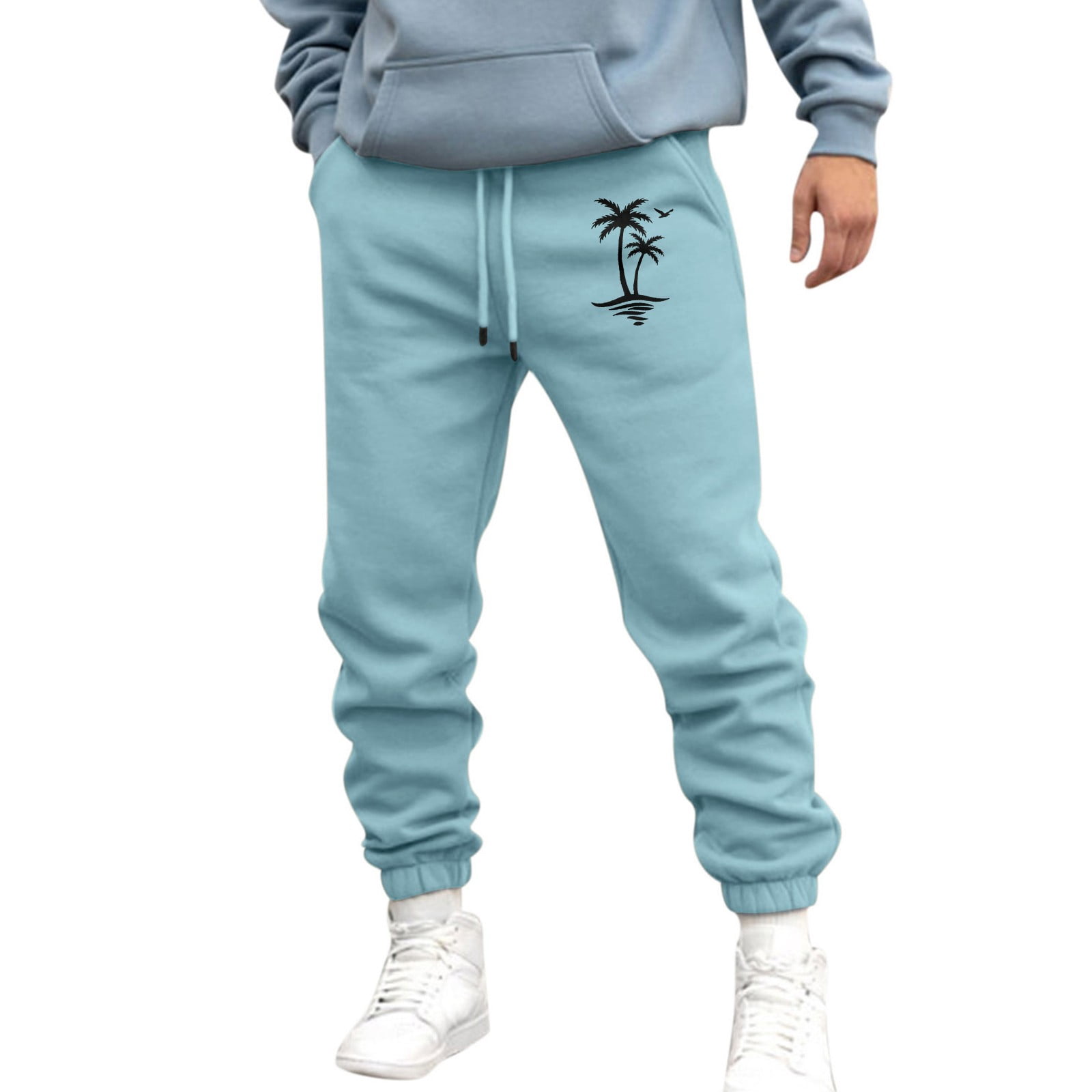 Rlmidhb Baggy Sweatpants for Men Blue 2025 Loose Solid Color Basic ...