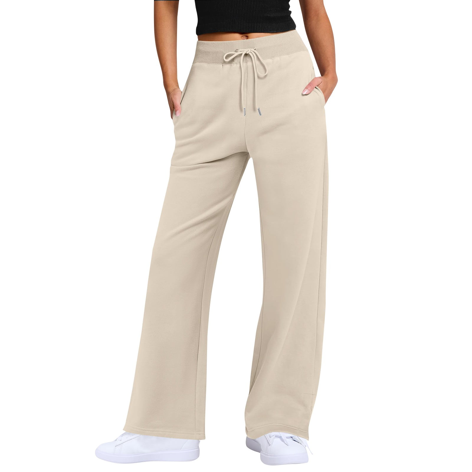 Rlmidhb Baggy Yoga Pants for Women 2025 Beige Workout Wide Leg Flare ...