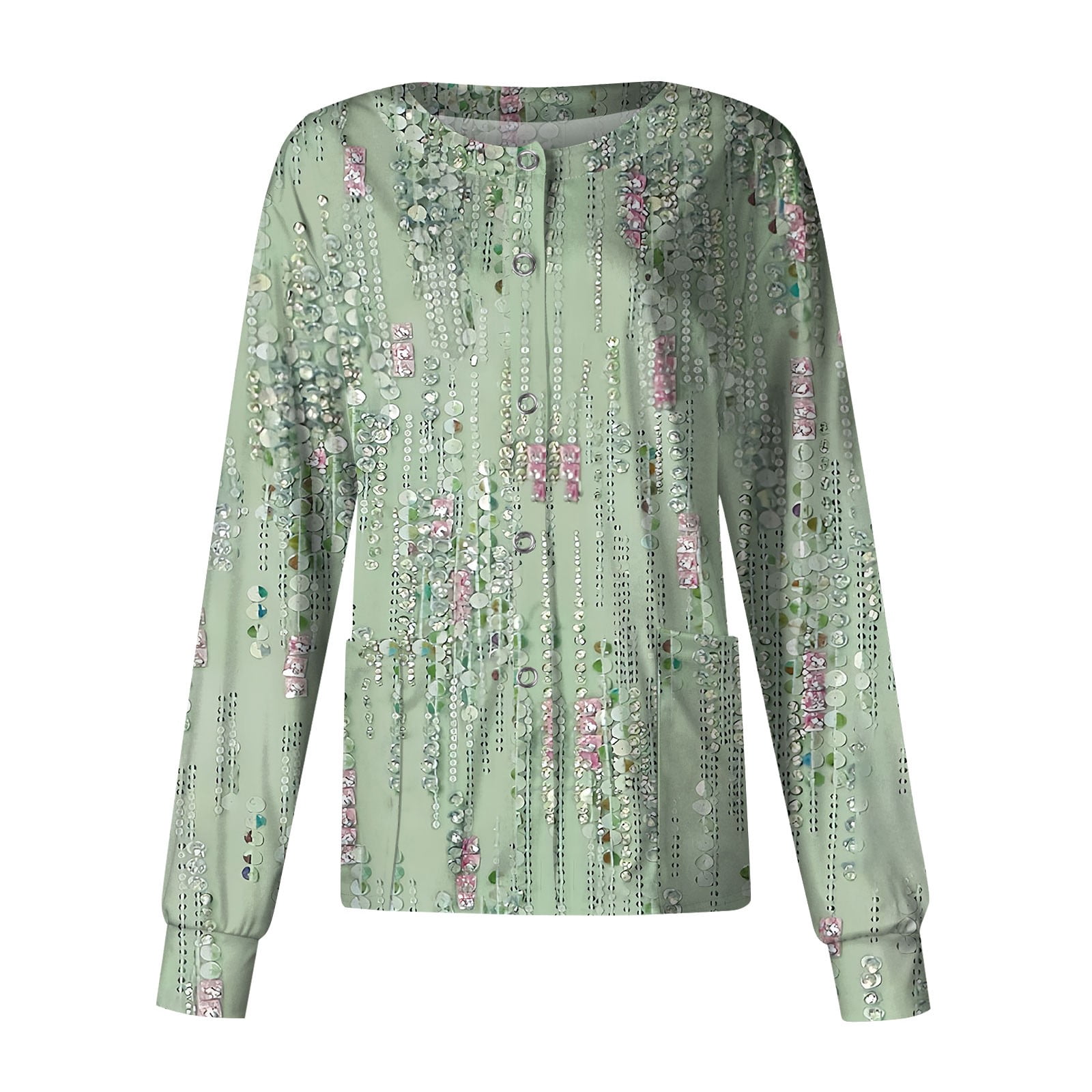 Rlmidhb Button Down Scrub Jackets for Women 2025 Green Long Floral ...