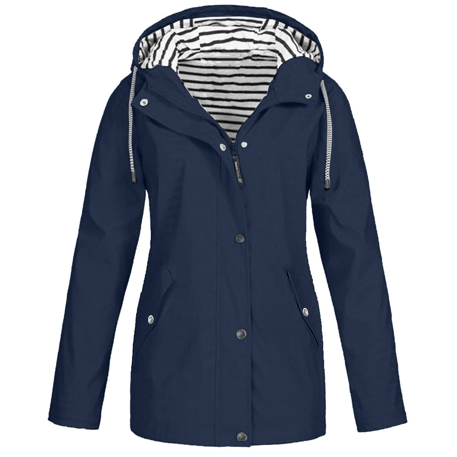 Rlmidhb Hooded Blue Rain Jacket for Women 2025 Waterproof Windbreaker ...